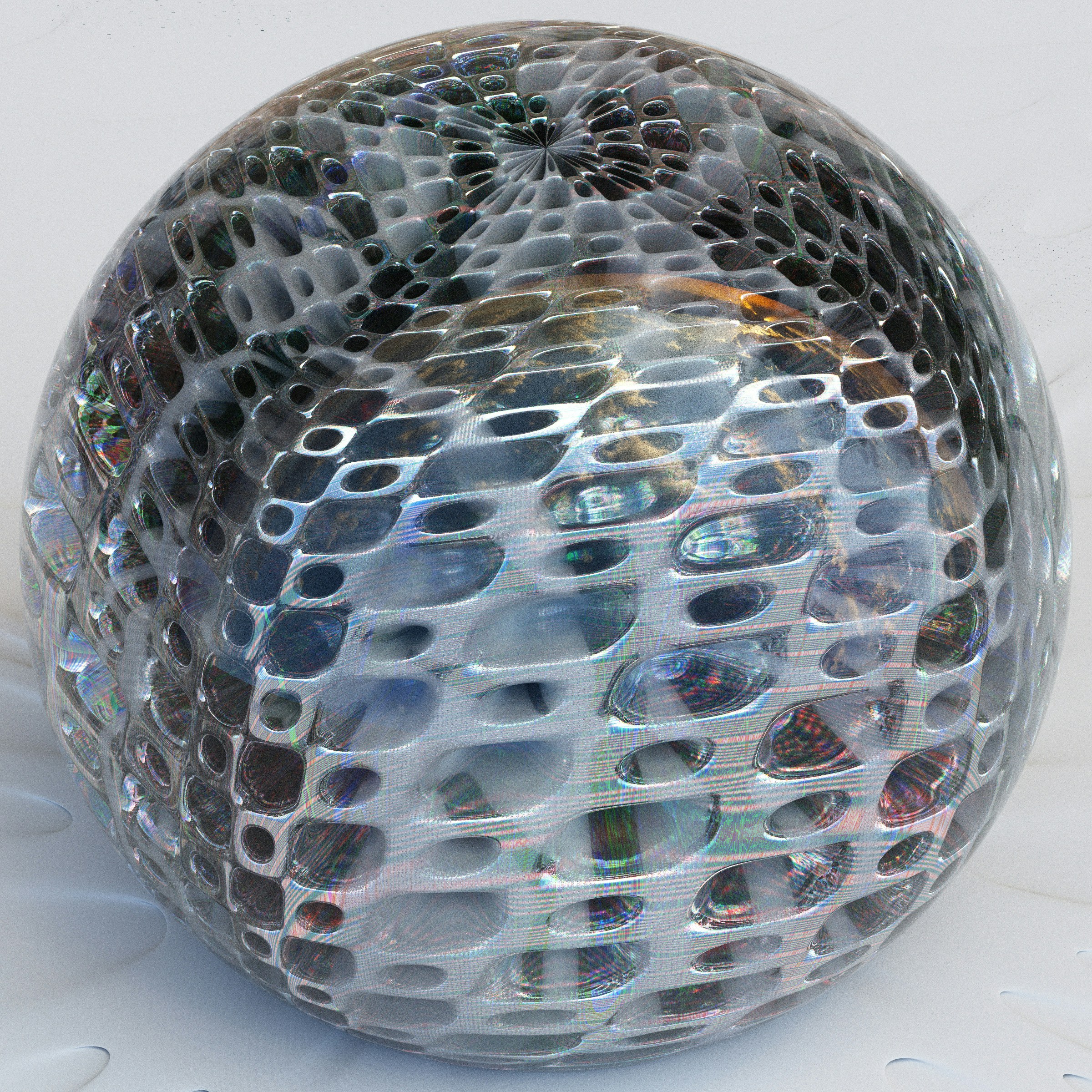 A shiny glass object sitting on top of a white table photo – Free ...