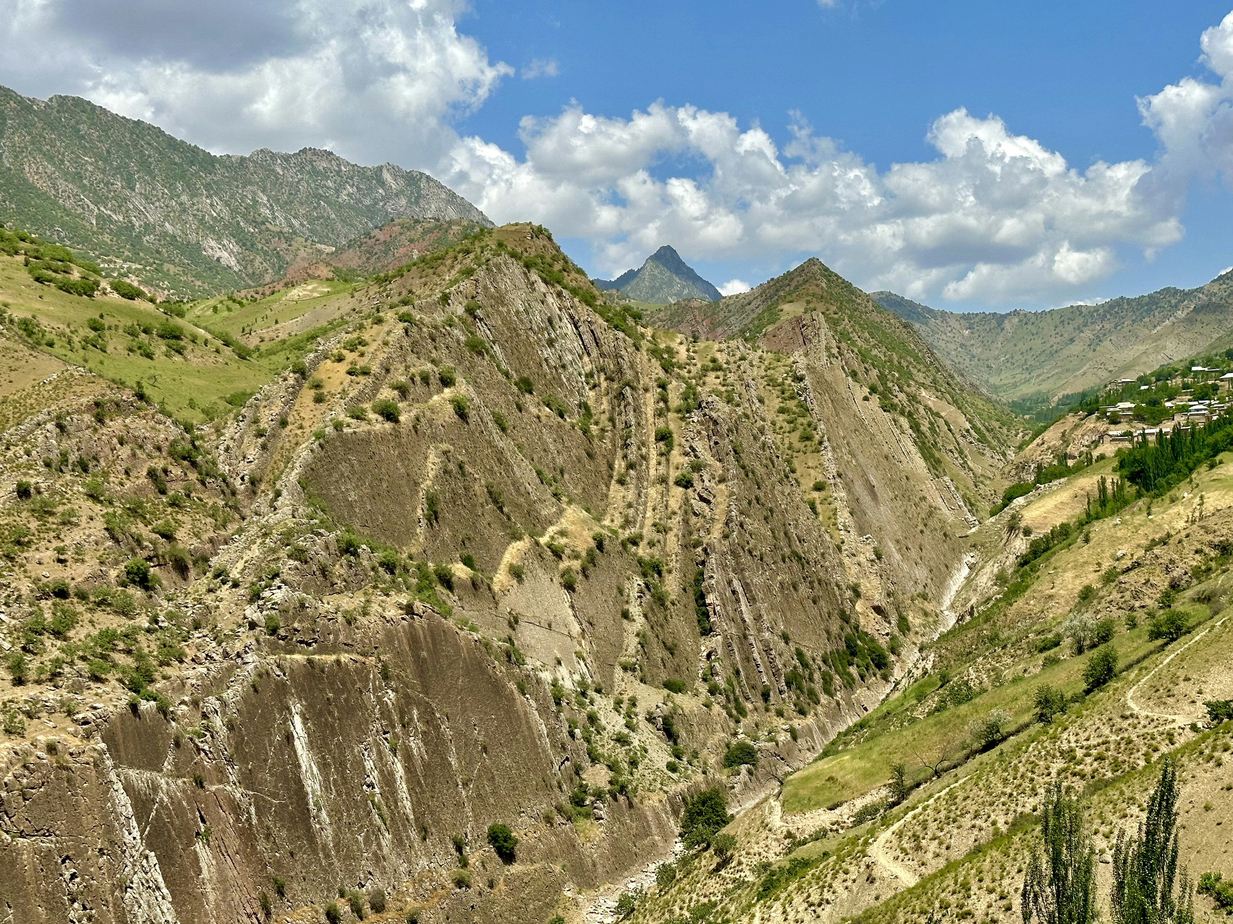 Rugged Echoes: Sunlit Ridges Carving Through a Mountain Gorge