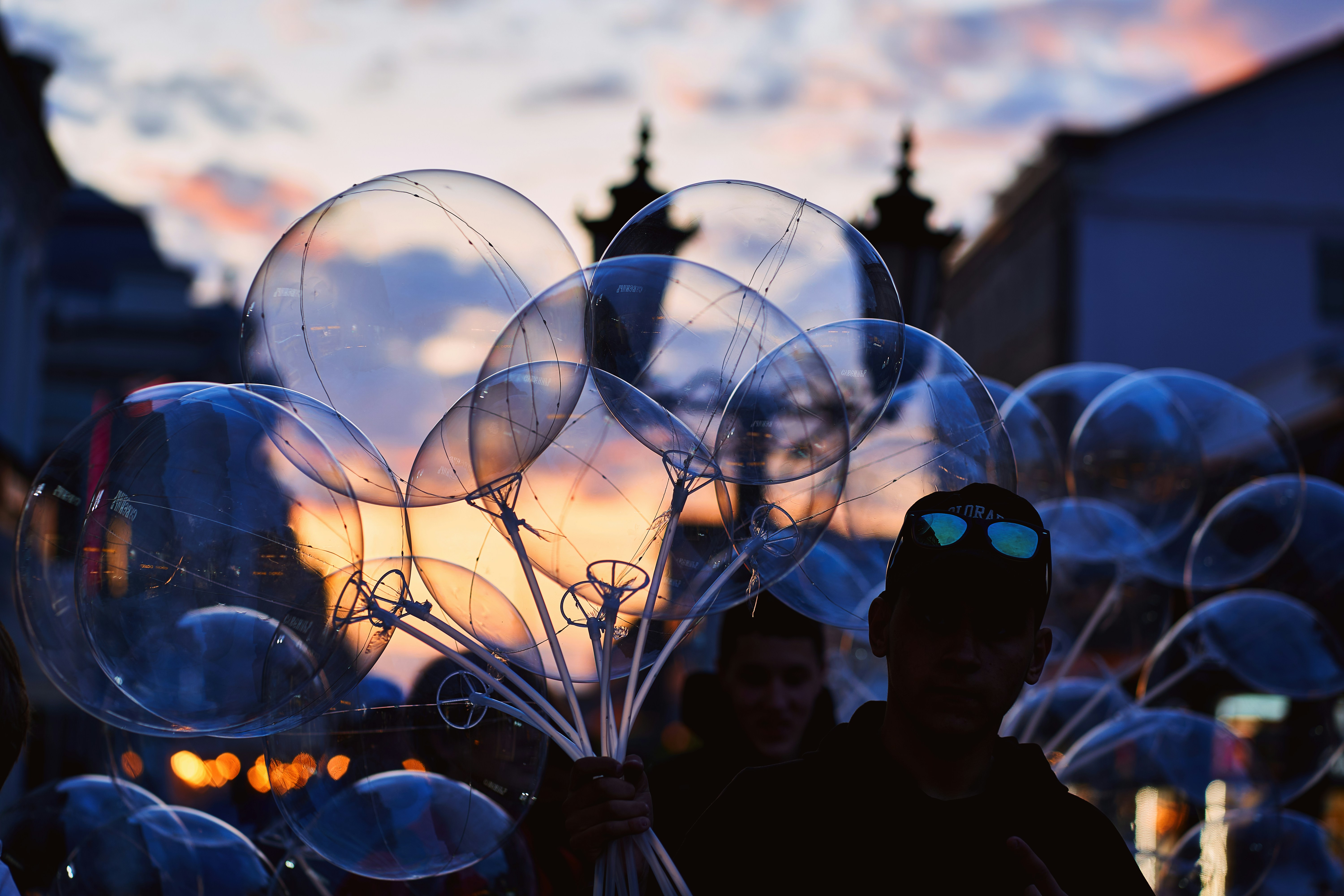 Bubble Loom: Night Market Lights Through Transparent Orbs