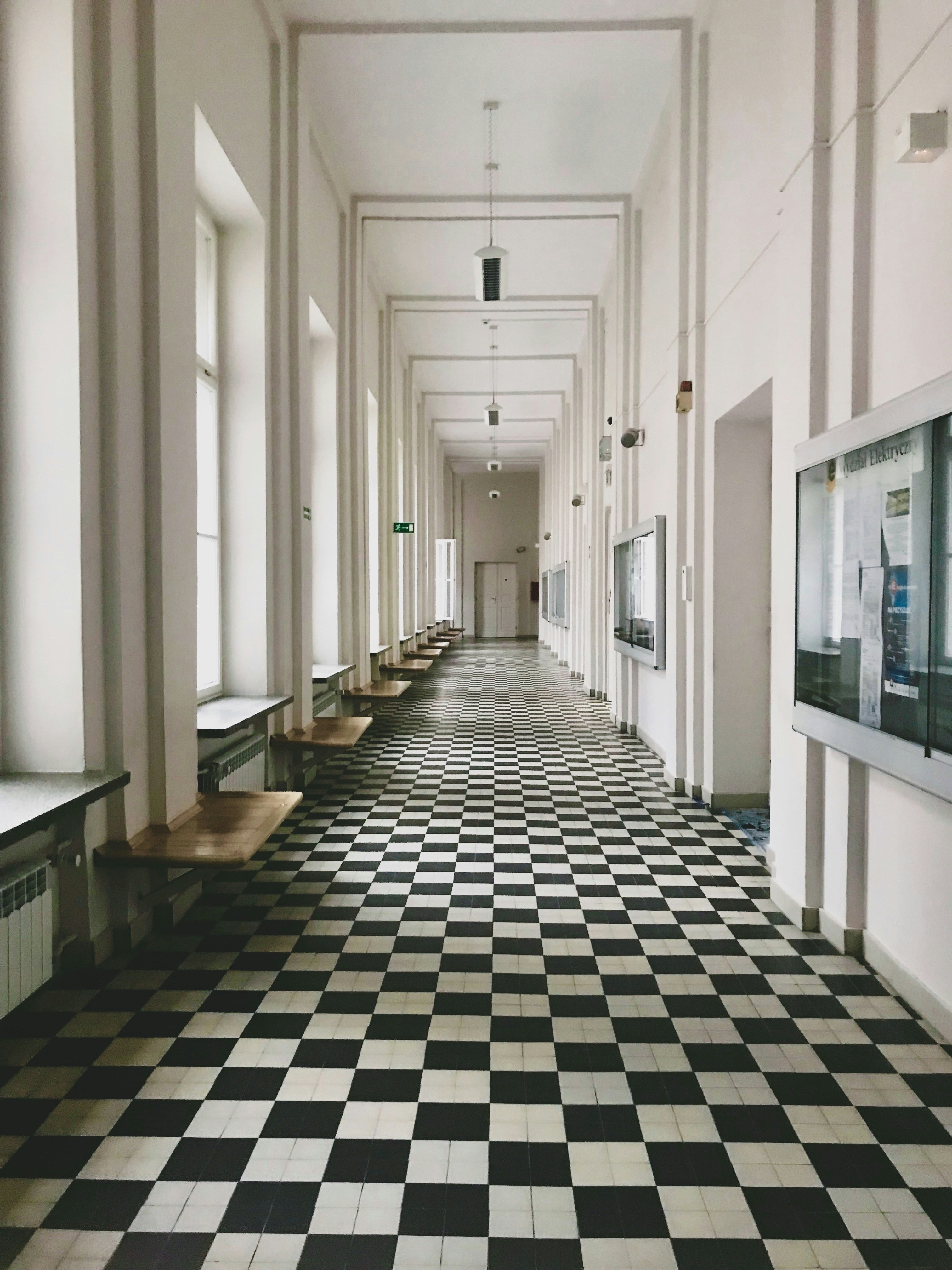 A black and white checkered floor in a building photo – Free Warsaw ...