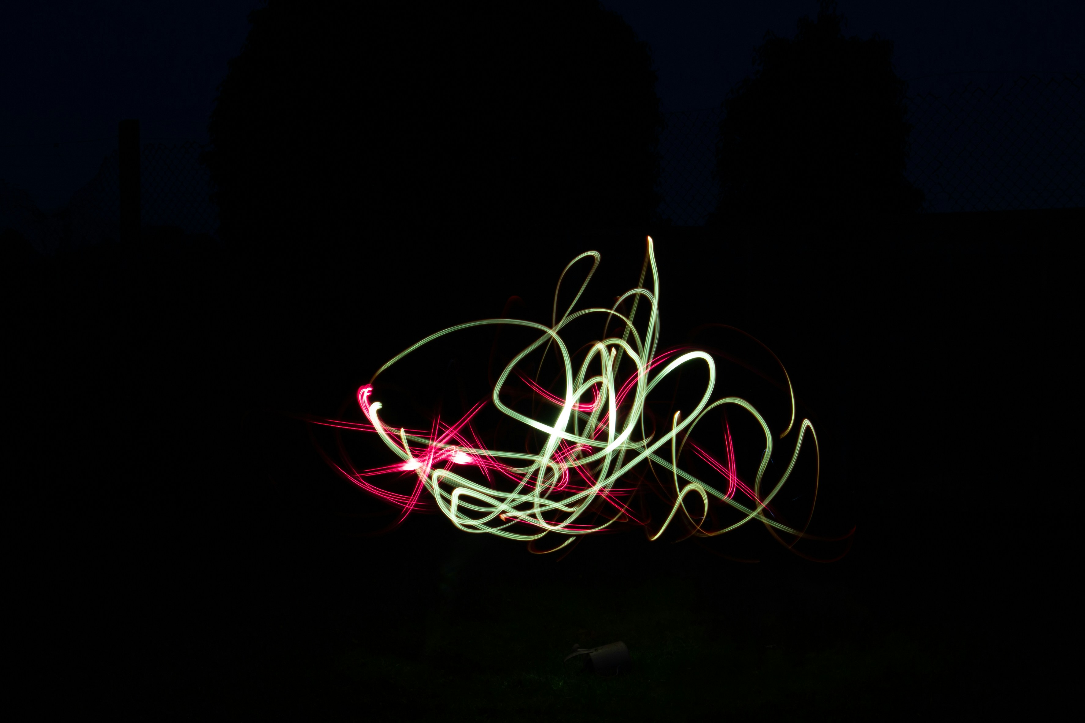 Neon Whorls at Midnight: A Nighttime Long-Exposure Light-Painting