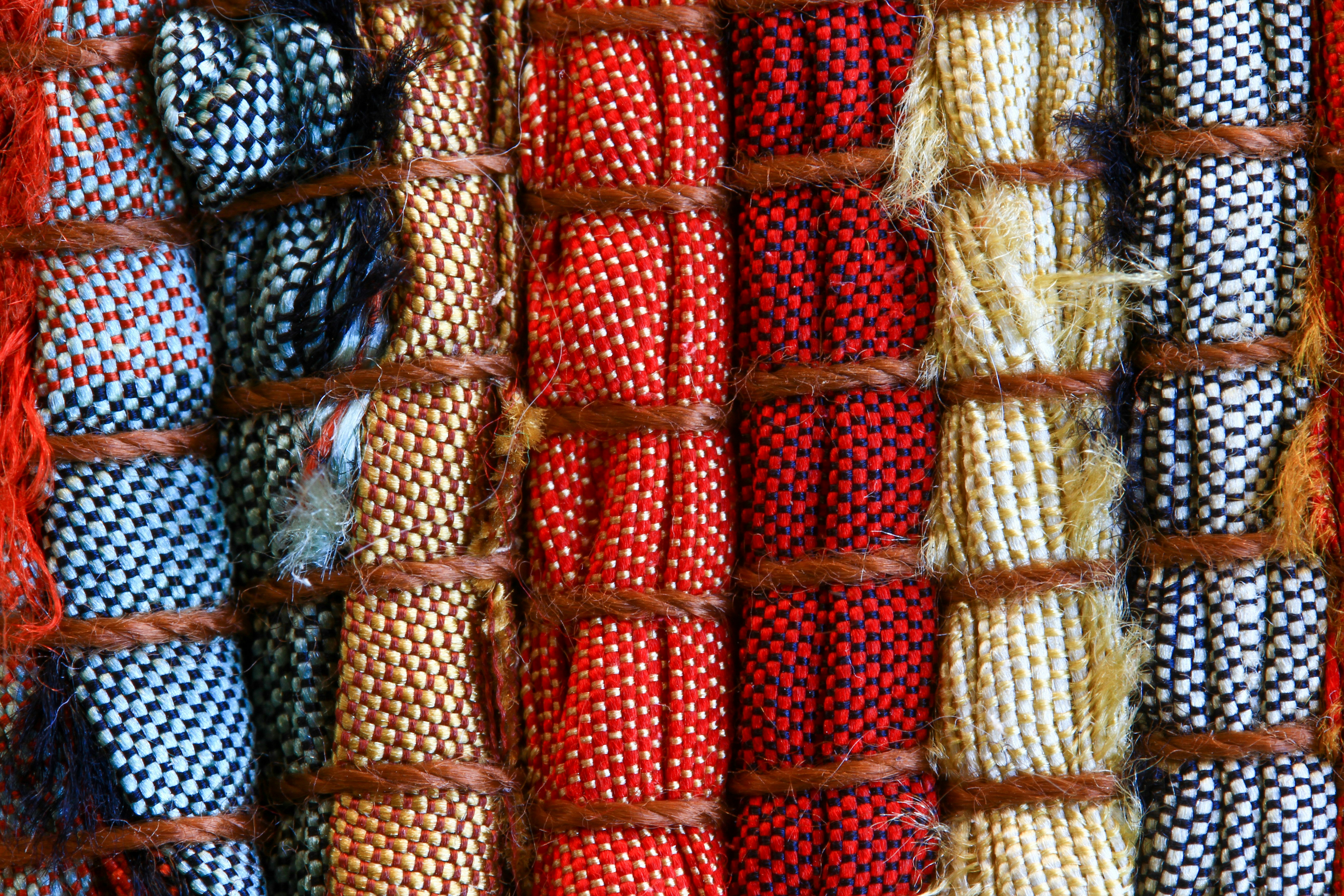Crisscrossed Colors: A Macro Study of Multicolored Textile Weave