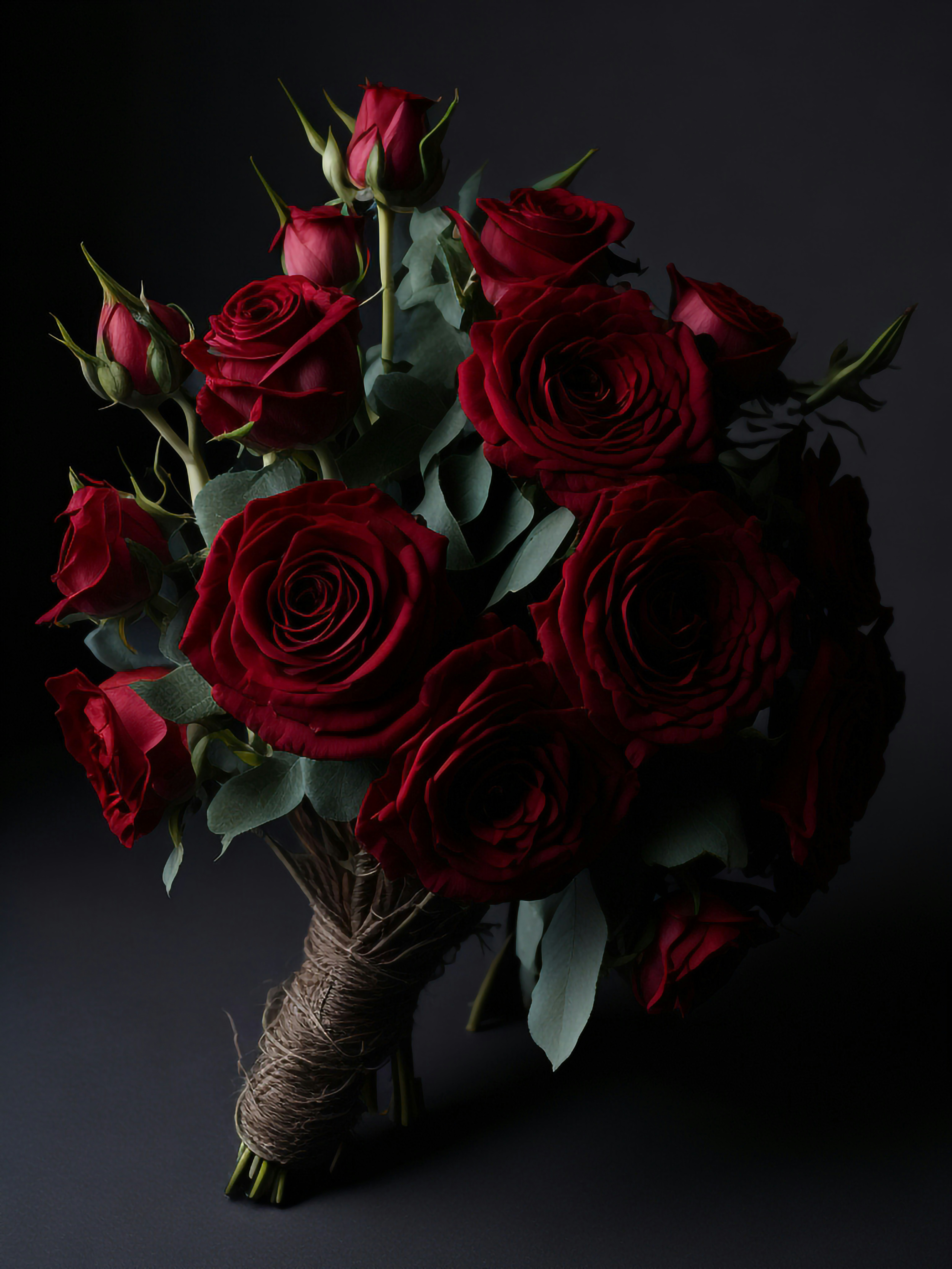 A bouquet of red roses on a black background photo – Free Red rose ...