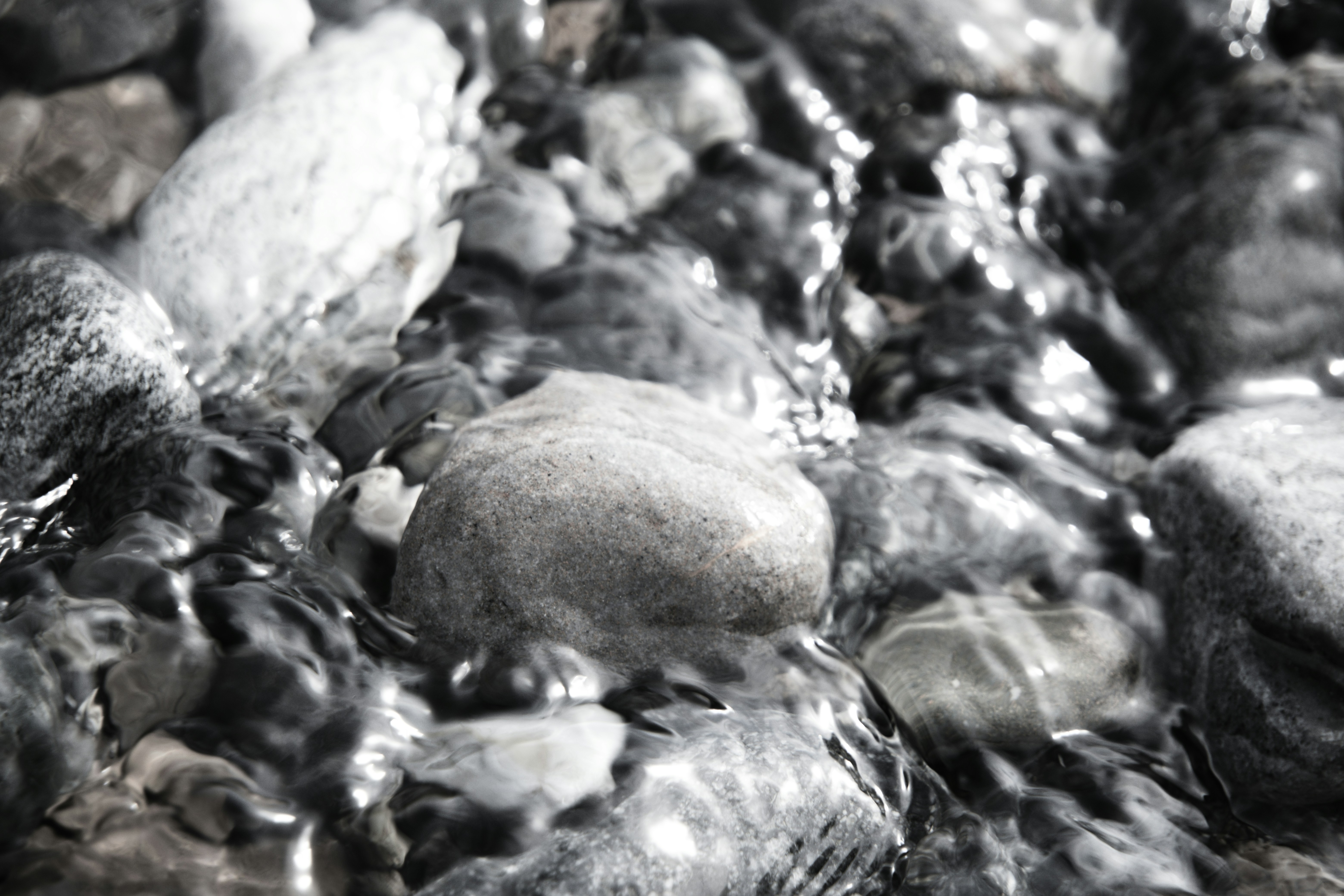 Center Rock in Quiet Flow: A Monochrome Pebble Study