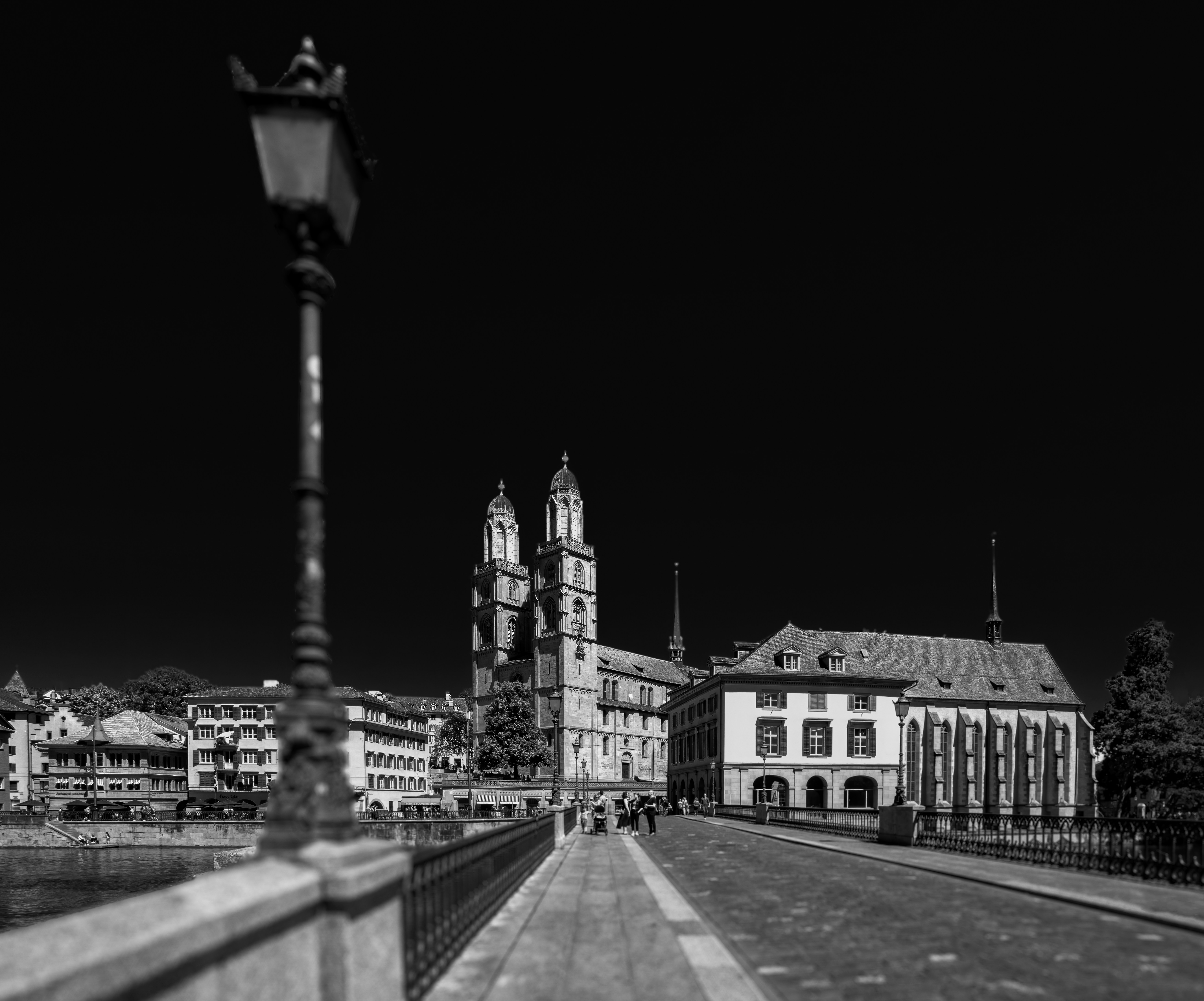Noir Promenade: Converging Lines Toward the Twin Towers