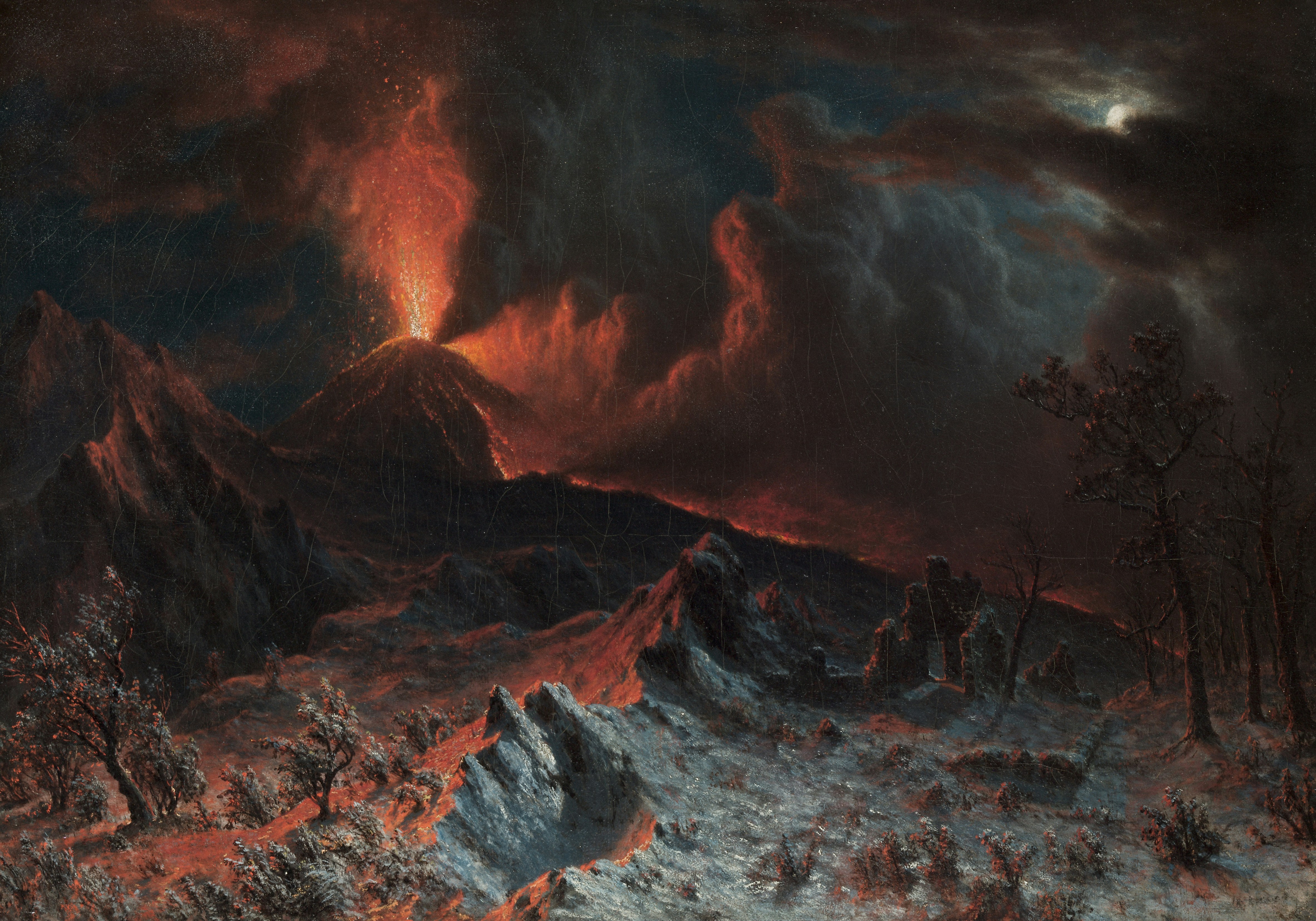 A painting of a mountain covered in snow photo – Free Volcano Image on ...