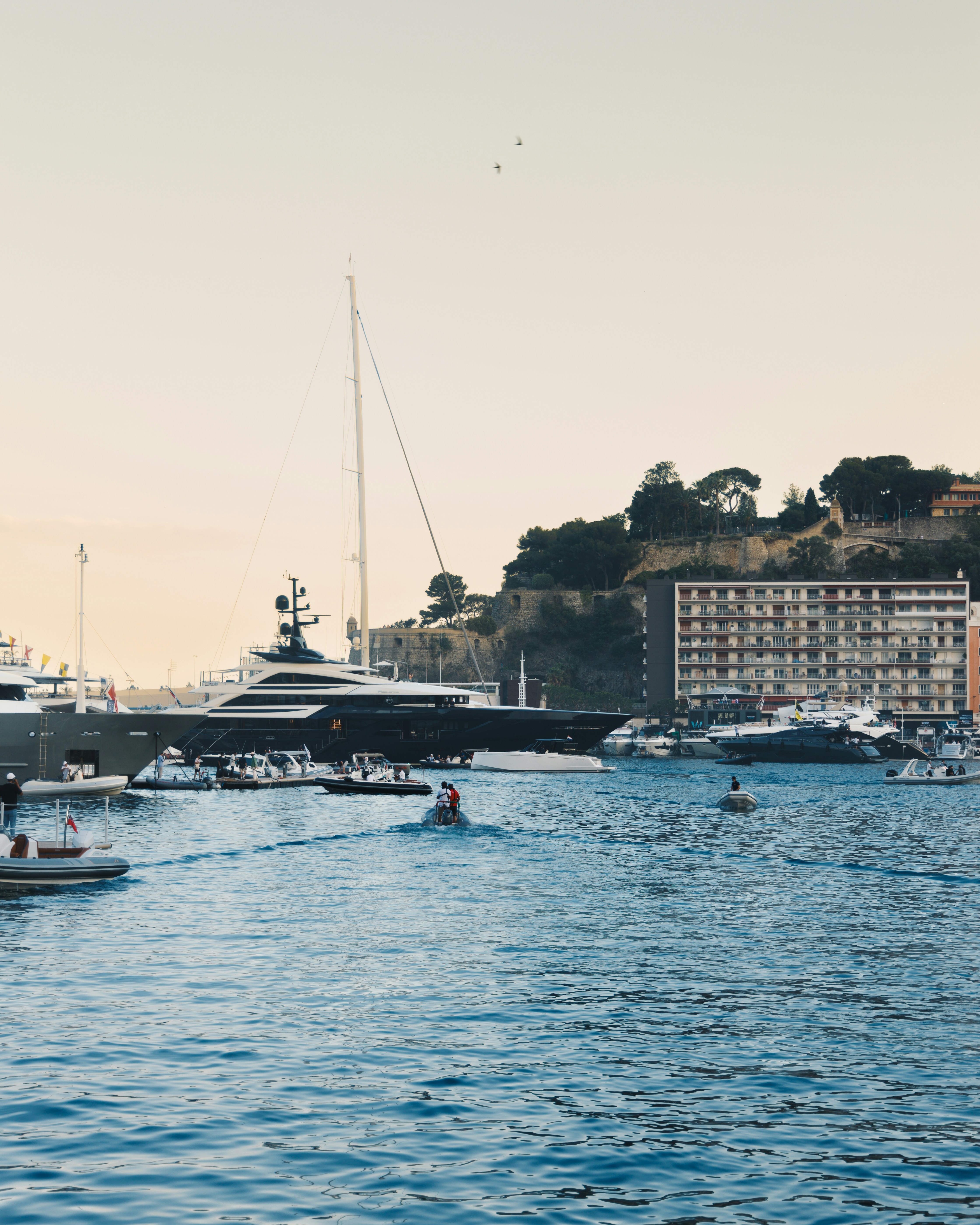 Monaco yacht harbor during Monaco Grand Prix