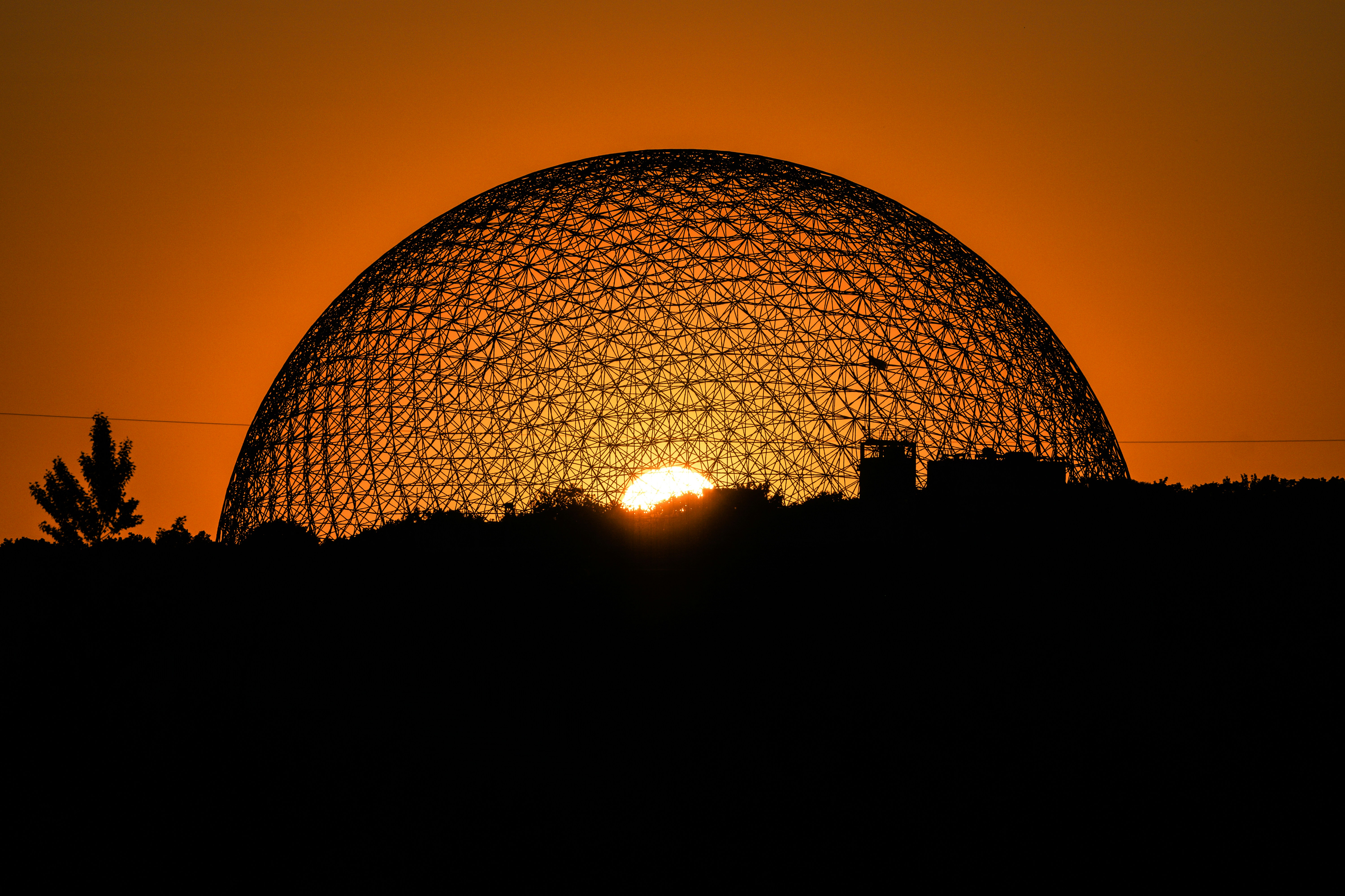 Fiery Dusk Over a Geodesic Sphere