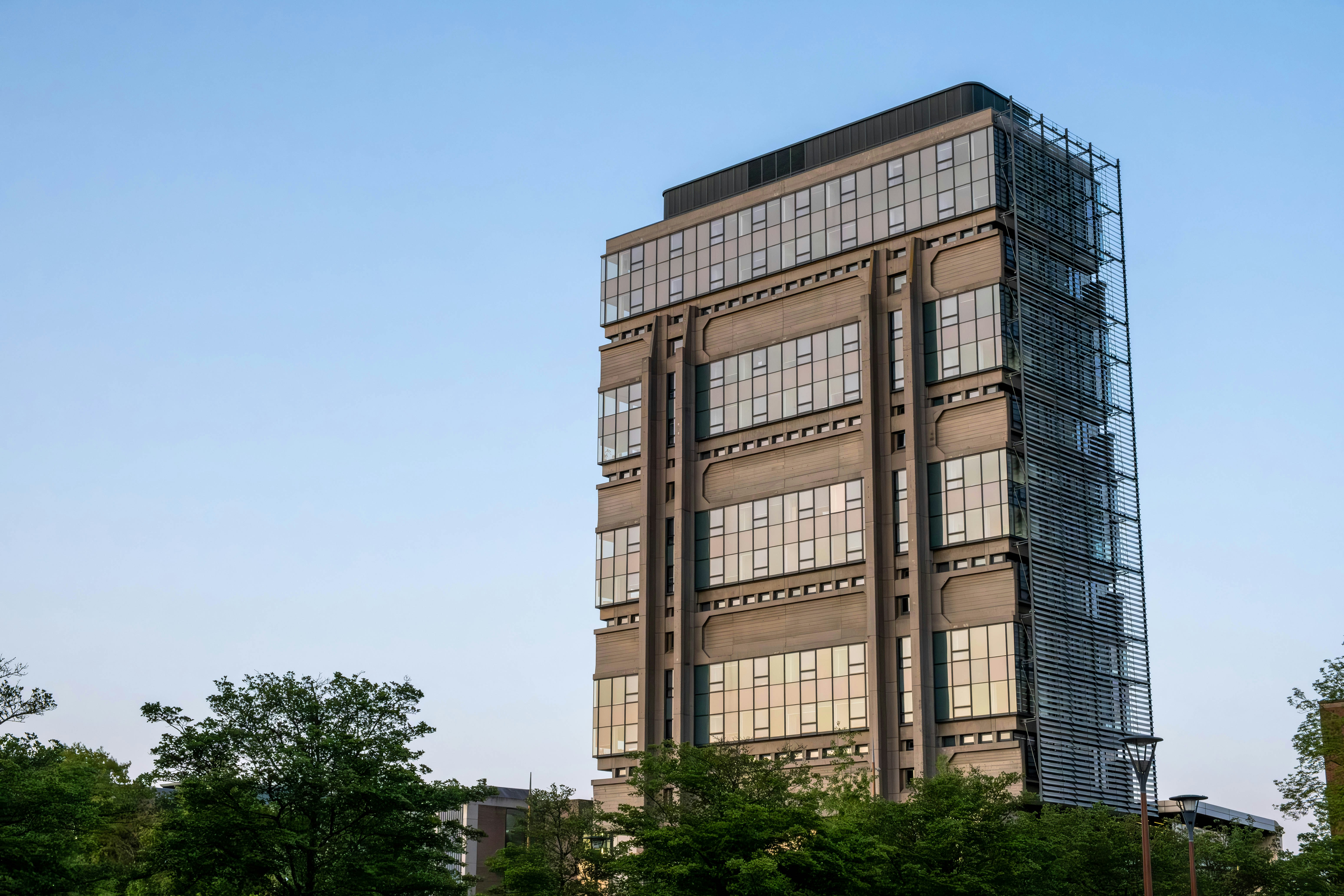 A very tall building with a lot of windows photo – Free Muirhead tower ...