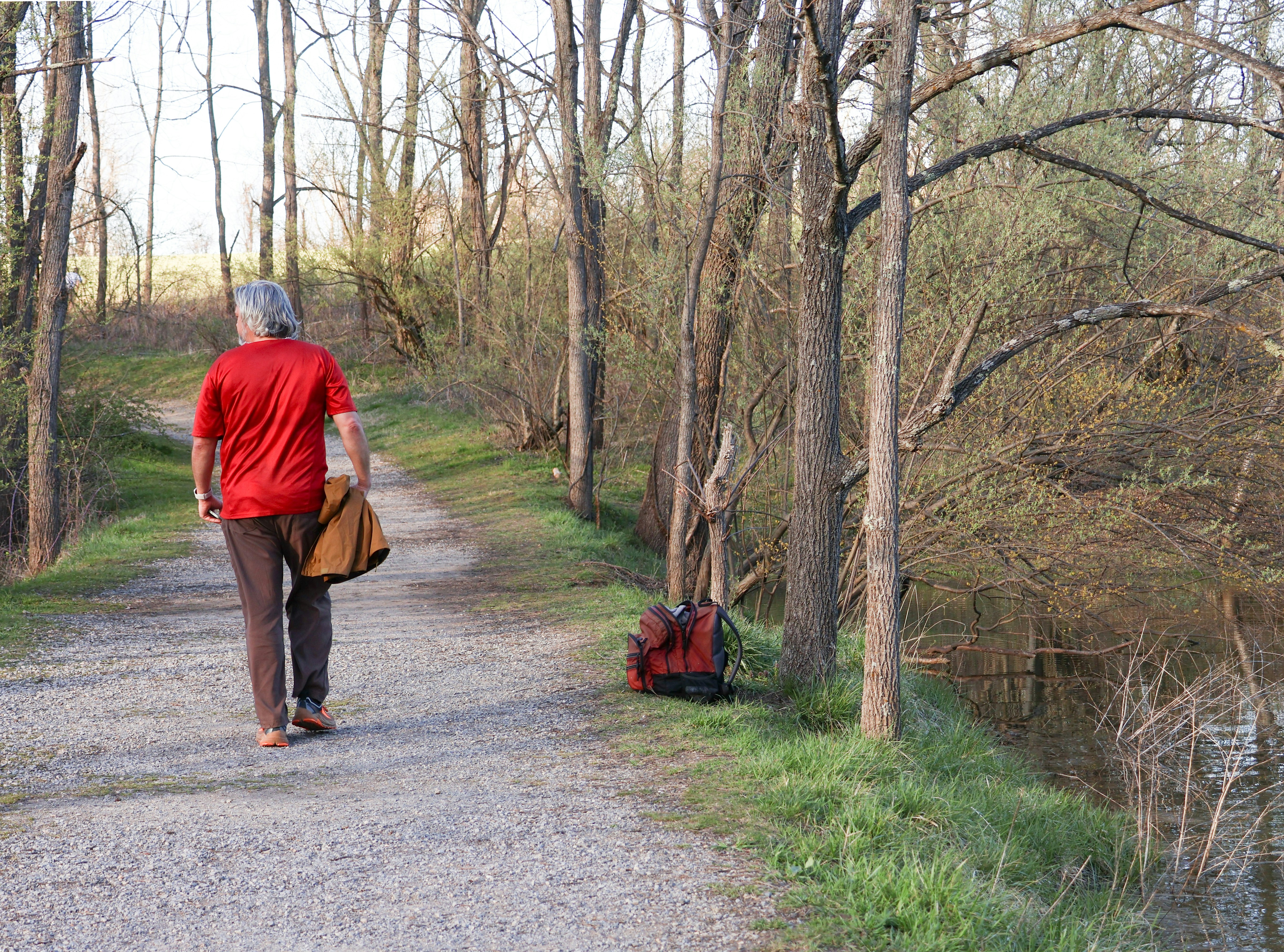 The Path Where A Red Overcoat Meets Autumn Silence