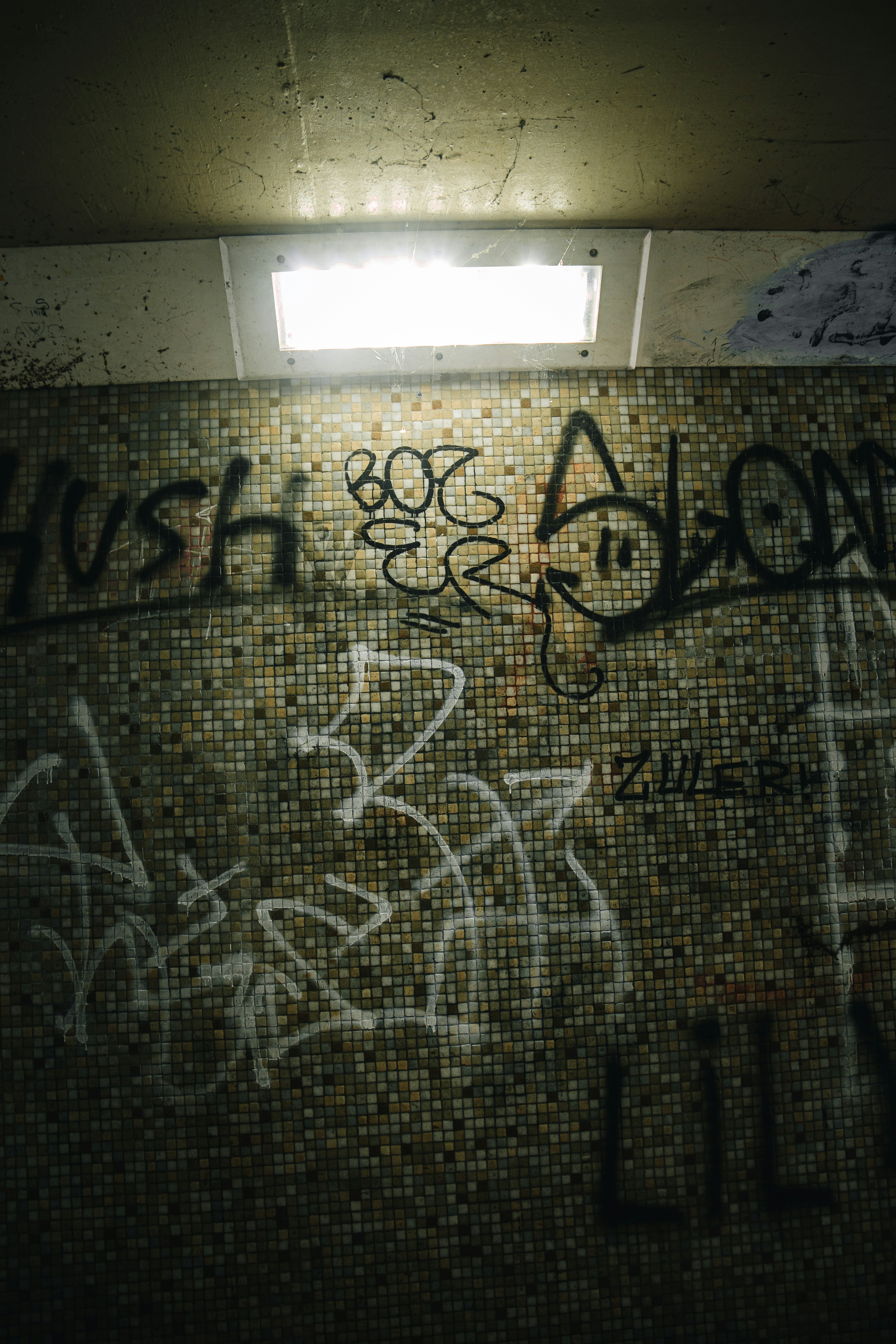 A bathroom with graffiti written on the wall photo – Free Image on Unsplash