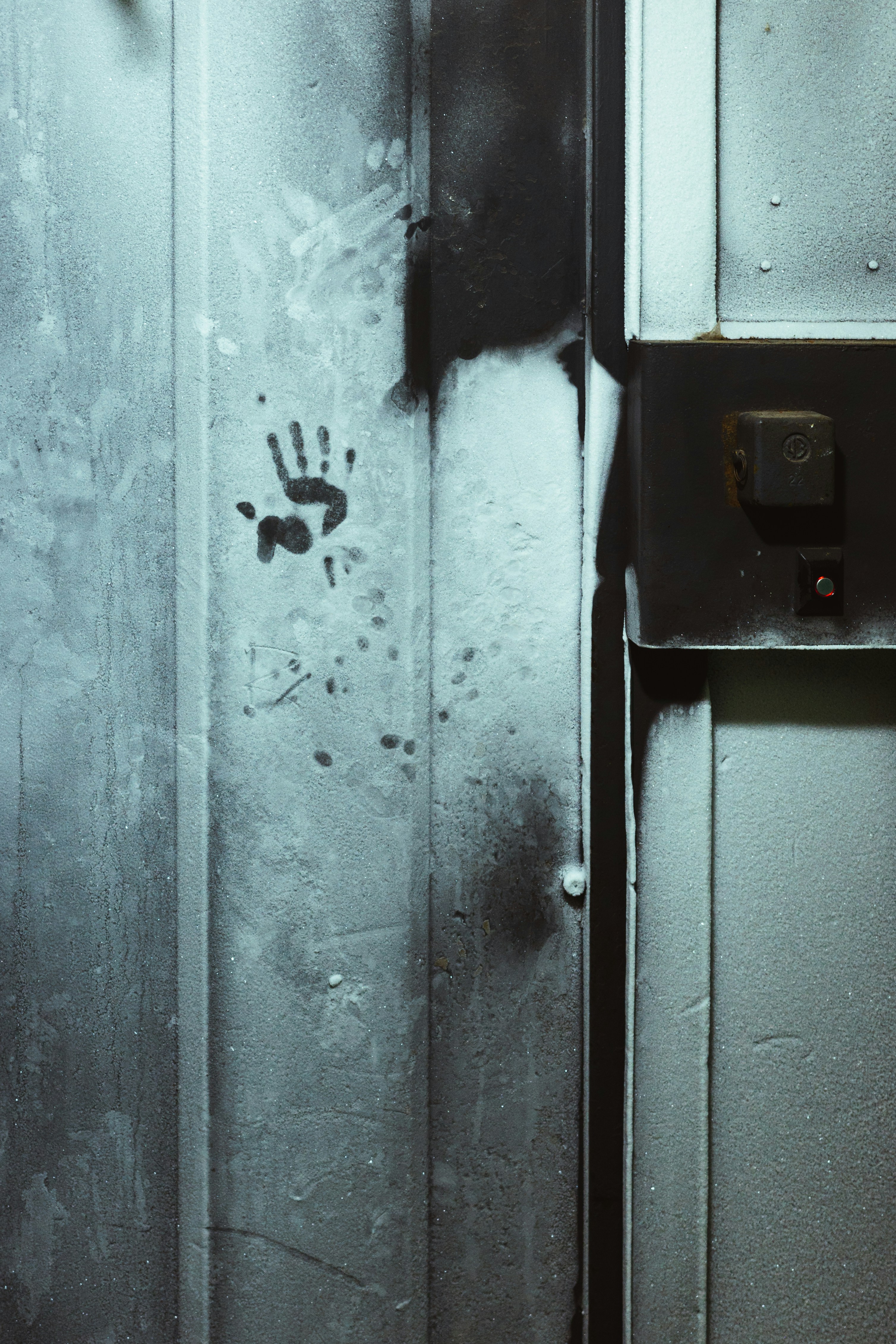 Black Handprint On Door