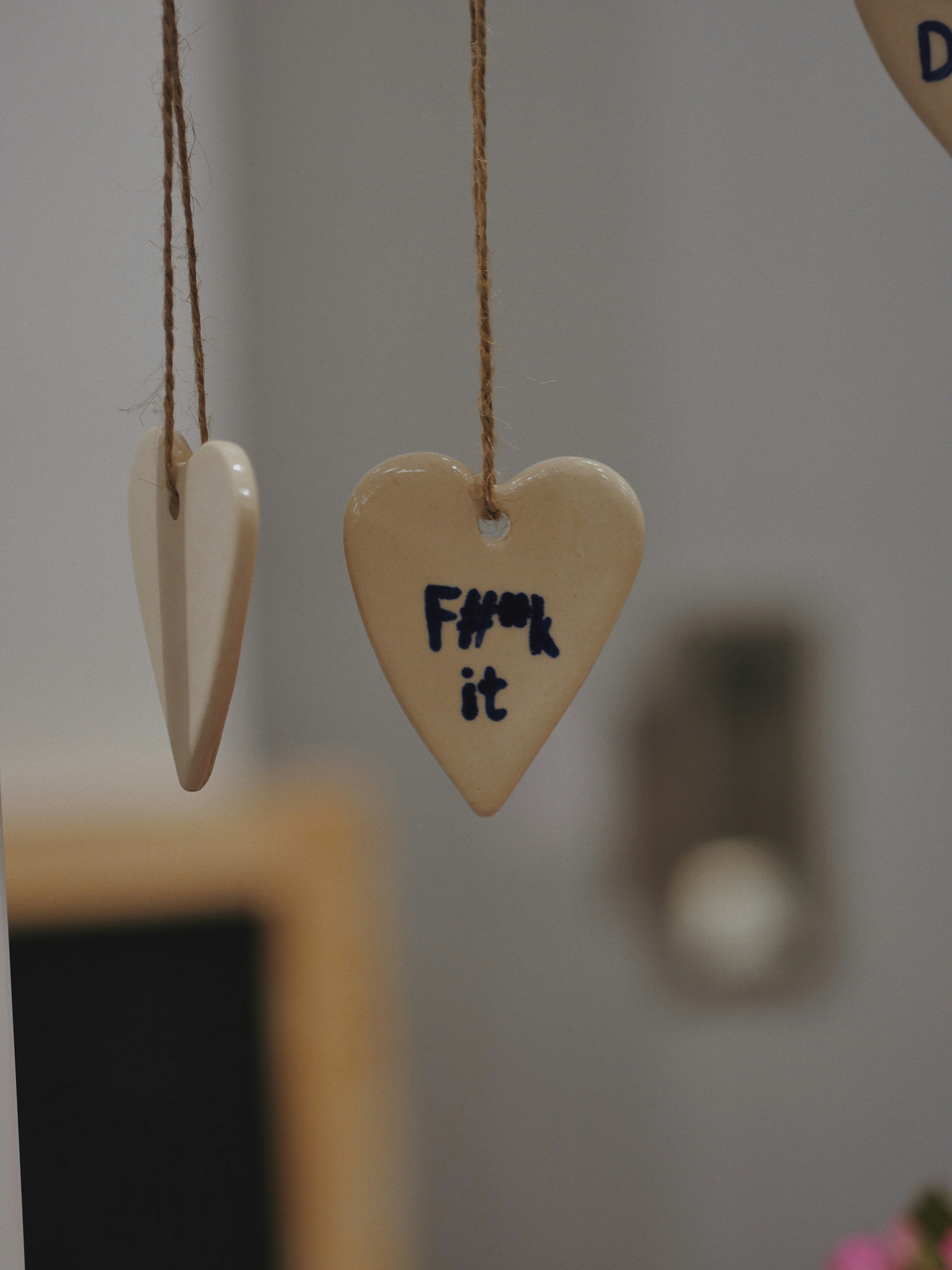 Dangling Heart with Bold Message