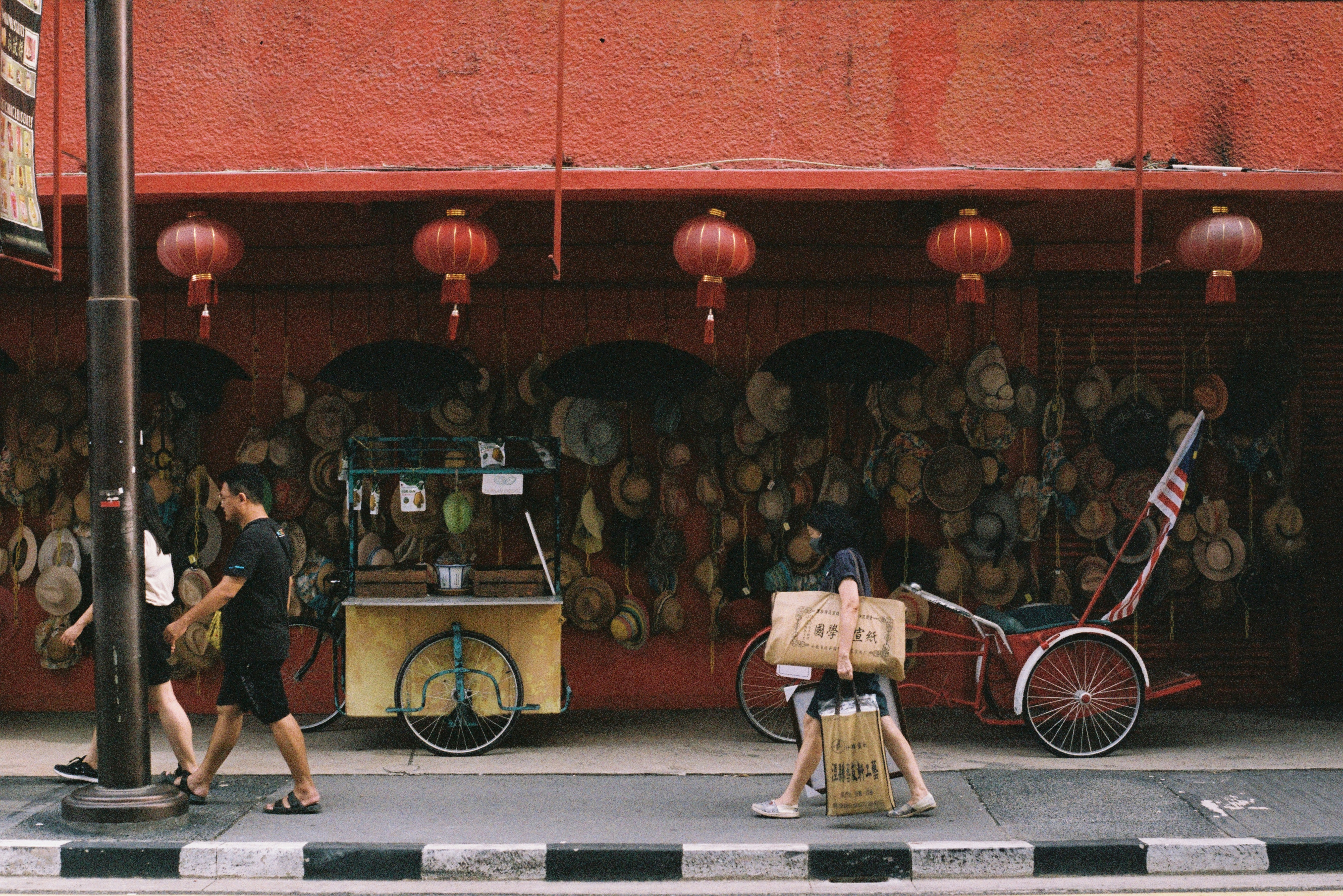 Street Bazaar with Lanterns and Timeless Carts
