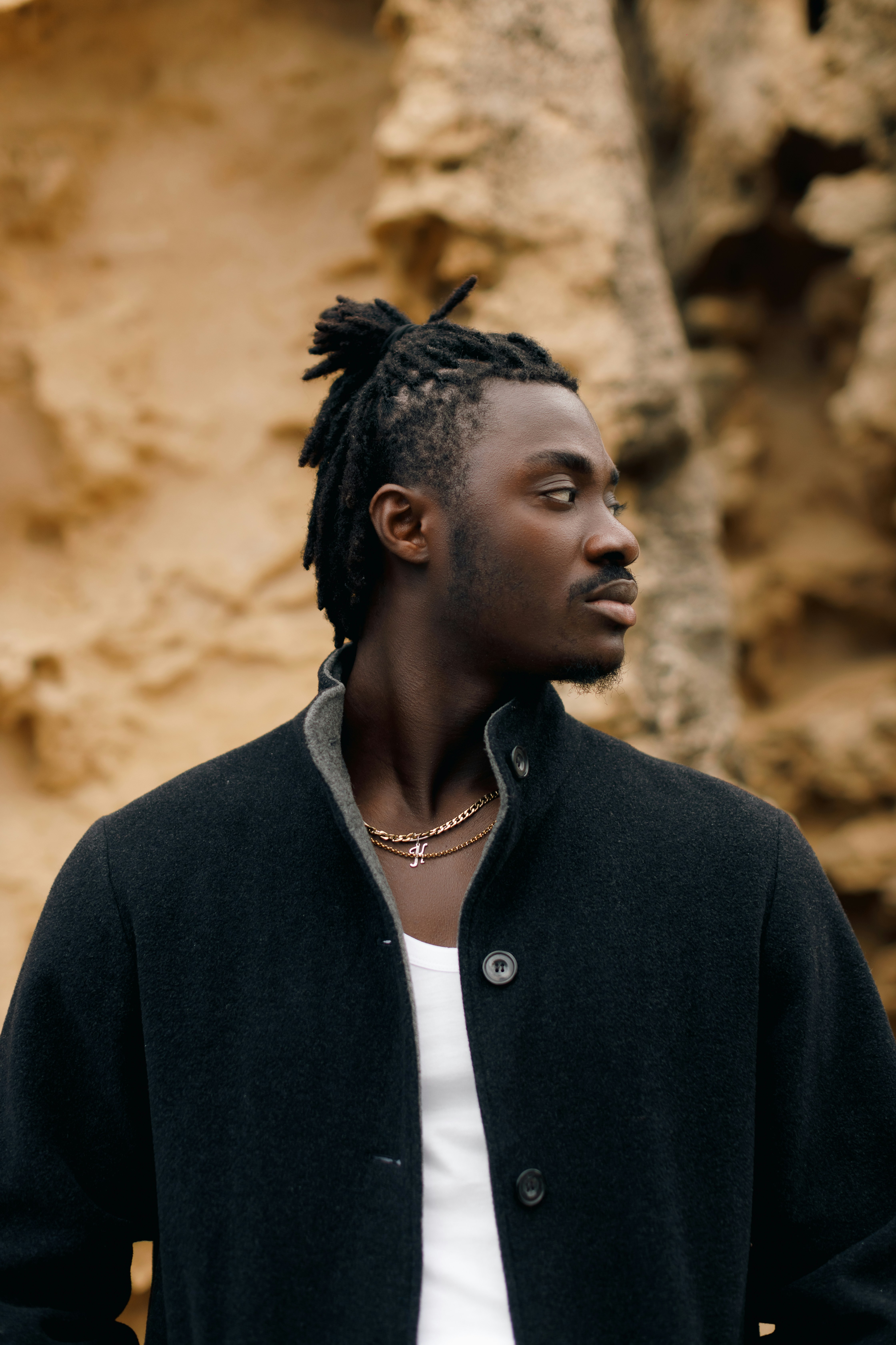 A man with dreadlocks standing in front of a rock photo – Free Model ...