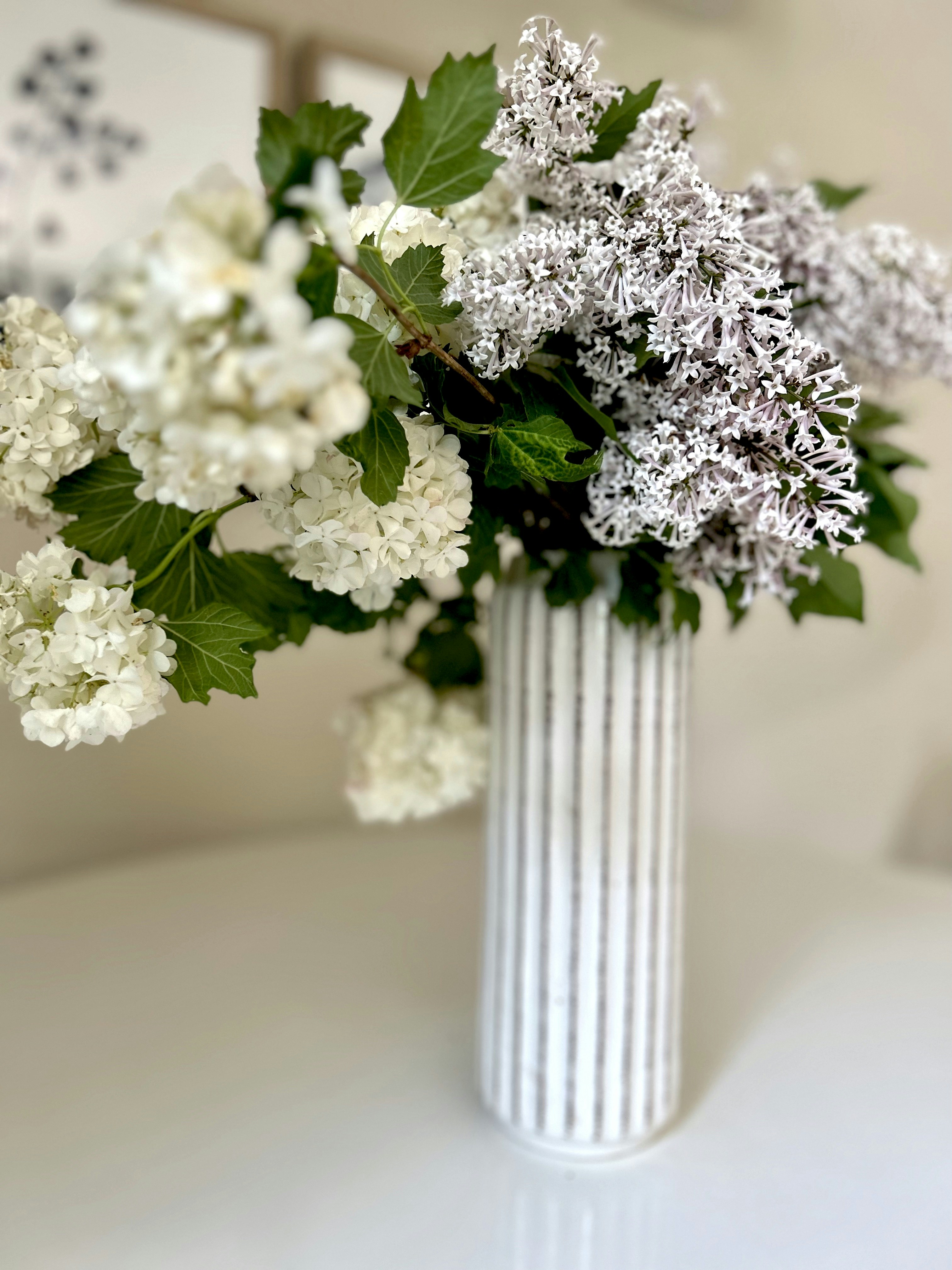 Un vase blanc rempli de beaucoup de fleurs blanches photo – Photo ...