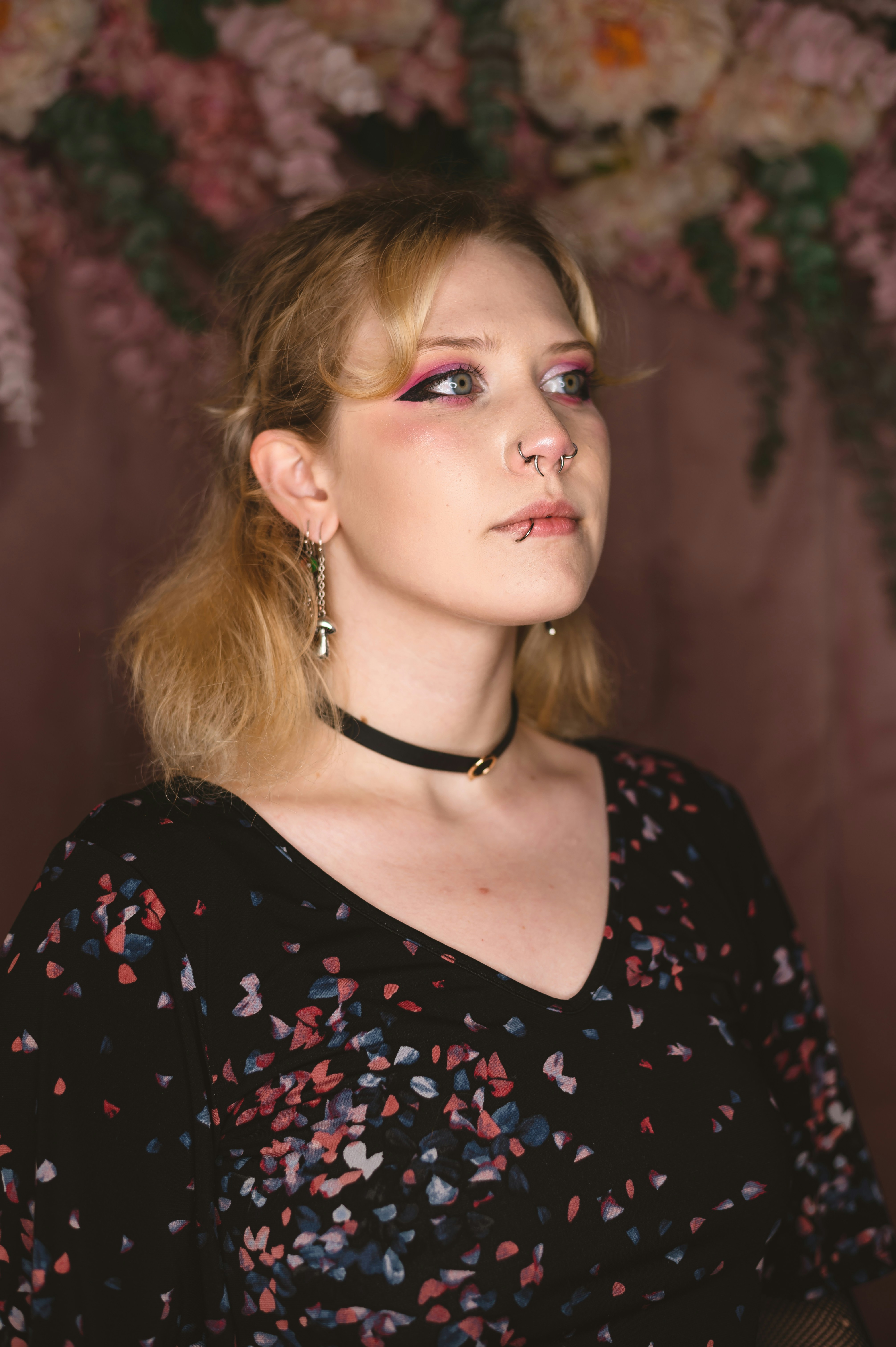 Pink Gaze Under Floral Velvet