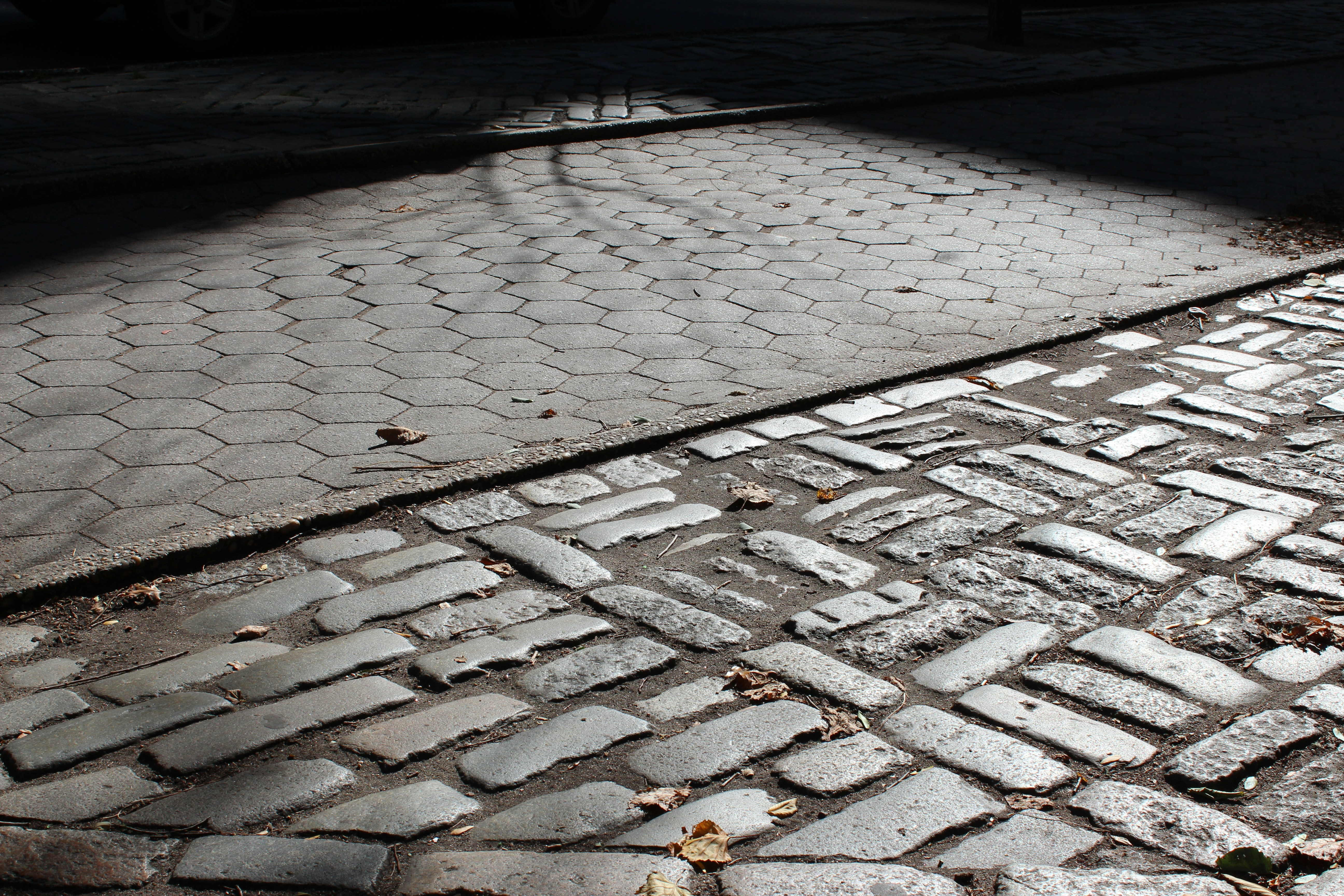 Shadows on Stone: A Diagonal Meeting of Hex Tiles and Cobblestones