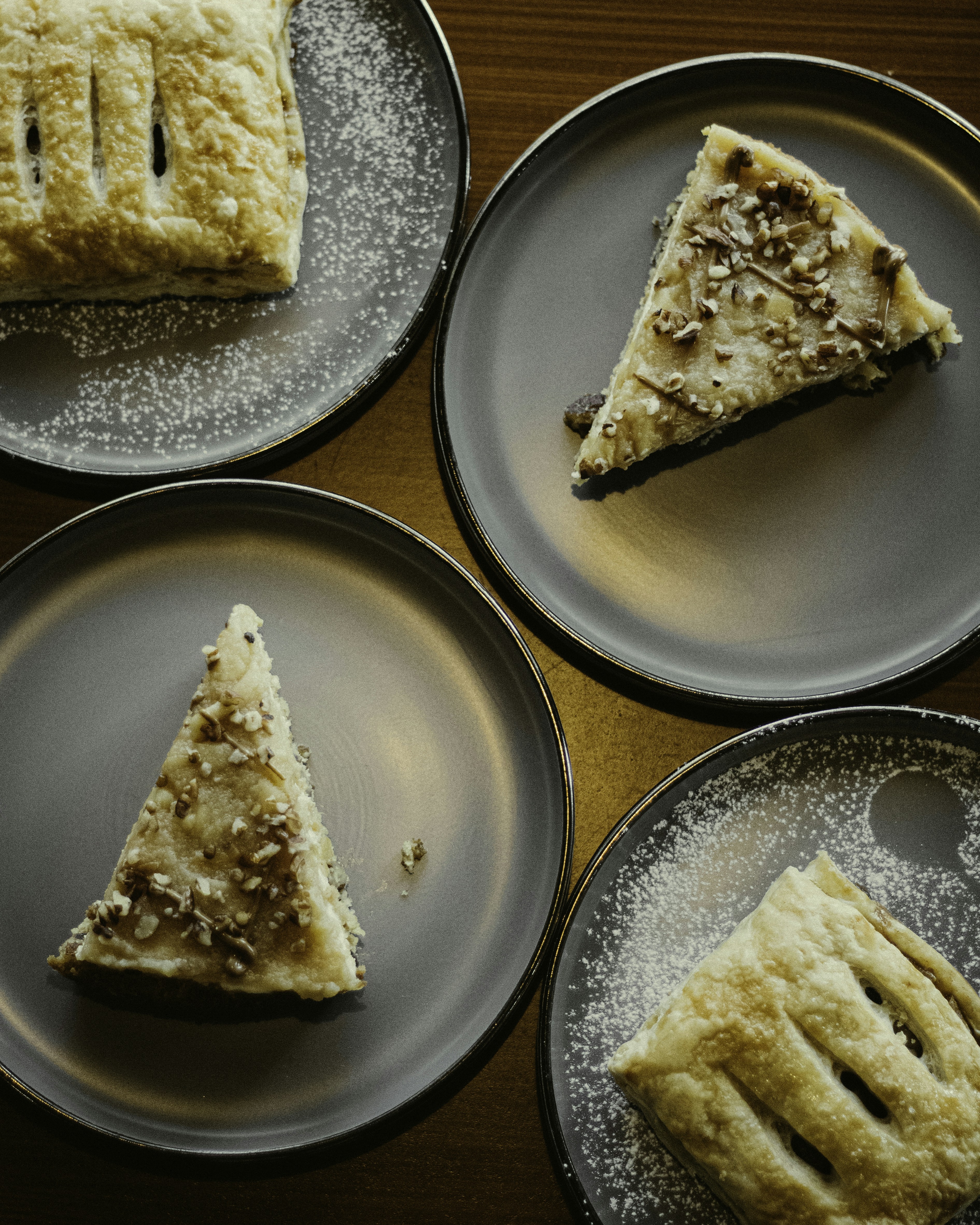 Trios of Pastry Quietly Framed on Ceramic Roundels
