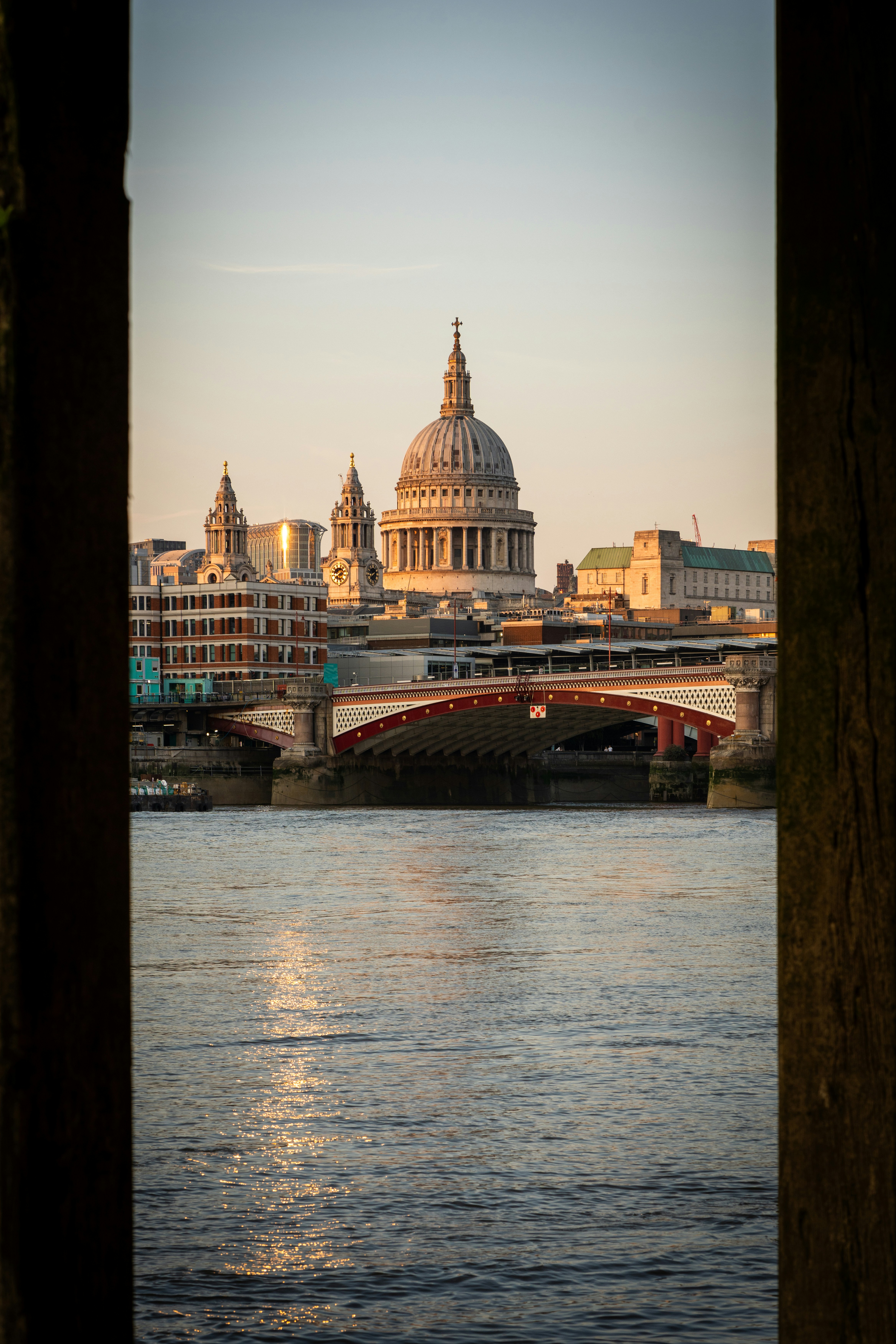 St. Paul’s Dome Framed by River and Bridge View