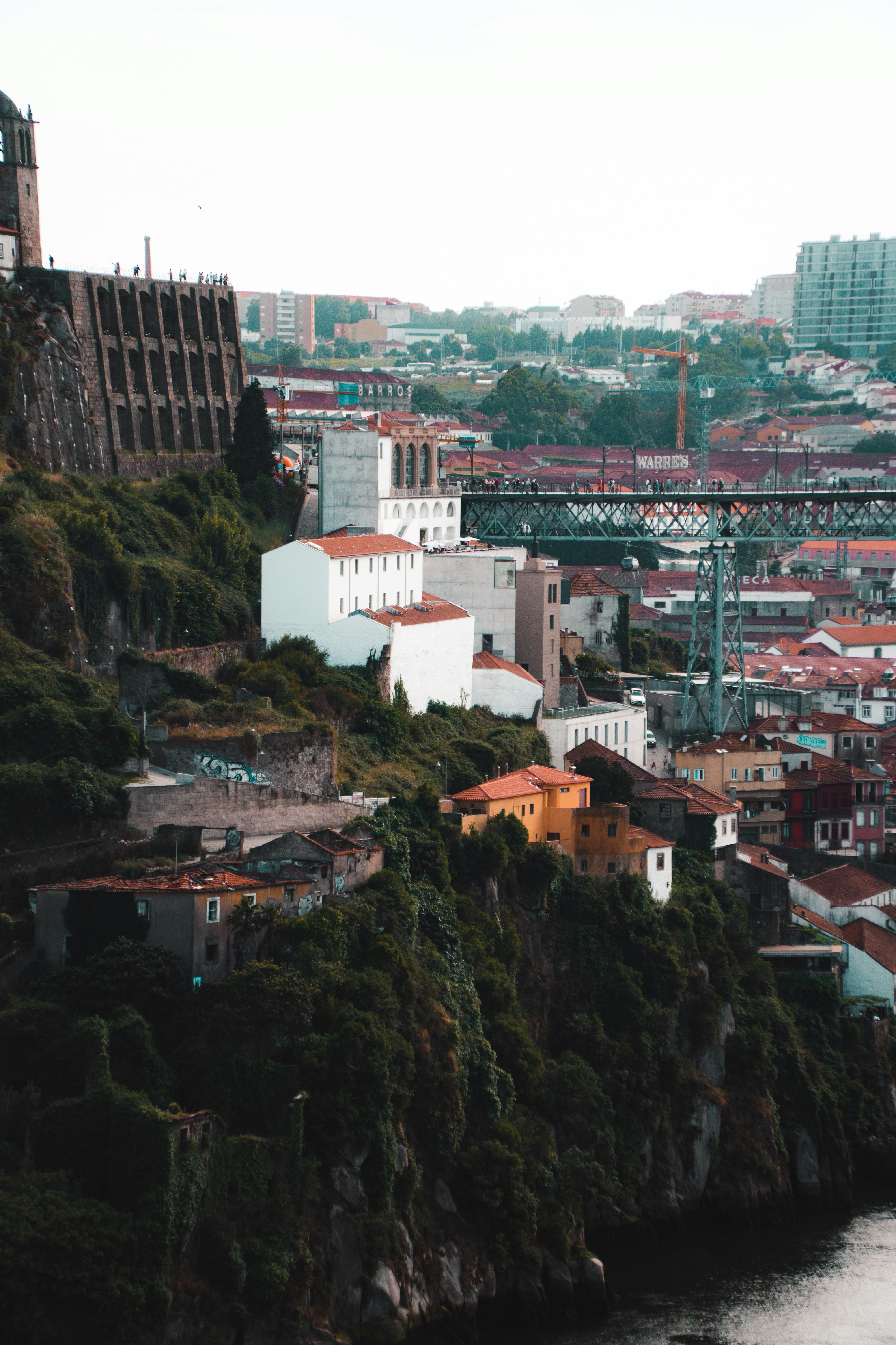 Cliffside Panorama: Fortress Walls, White Houses, and a Steel Bridge Over the River