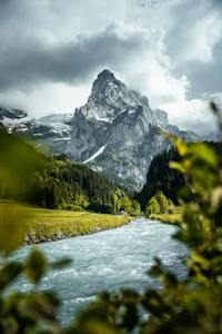 Ridge and River: Mountain Peak Framed by Quiet Valley