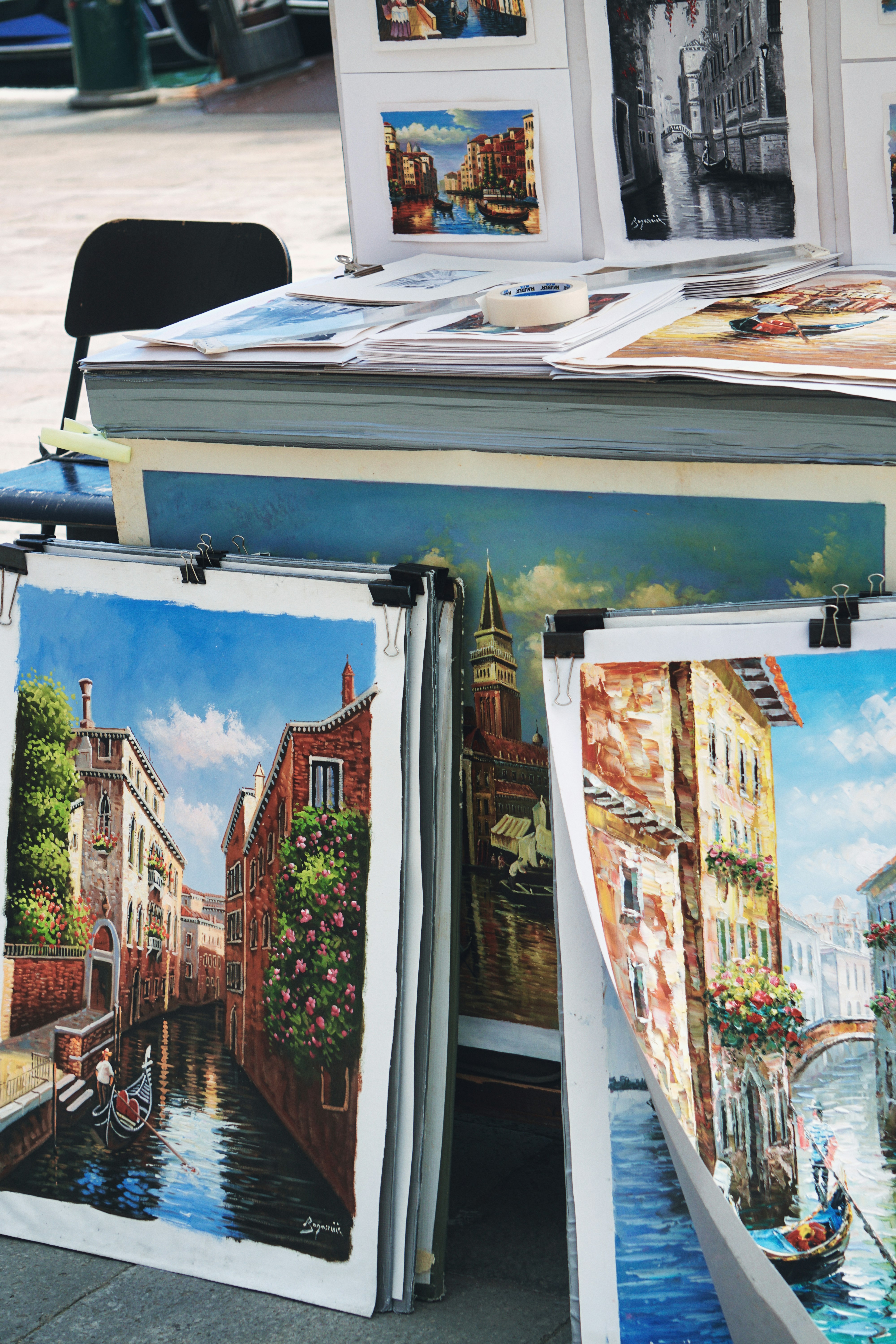 Colorful Venice: A Street-Side Gallery of Painted Canvases