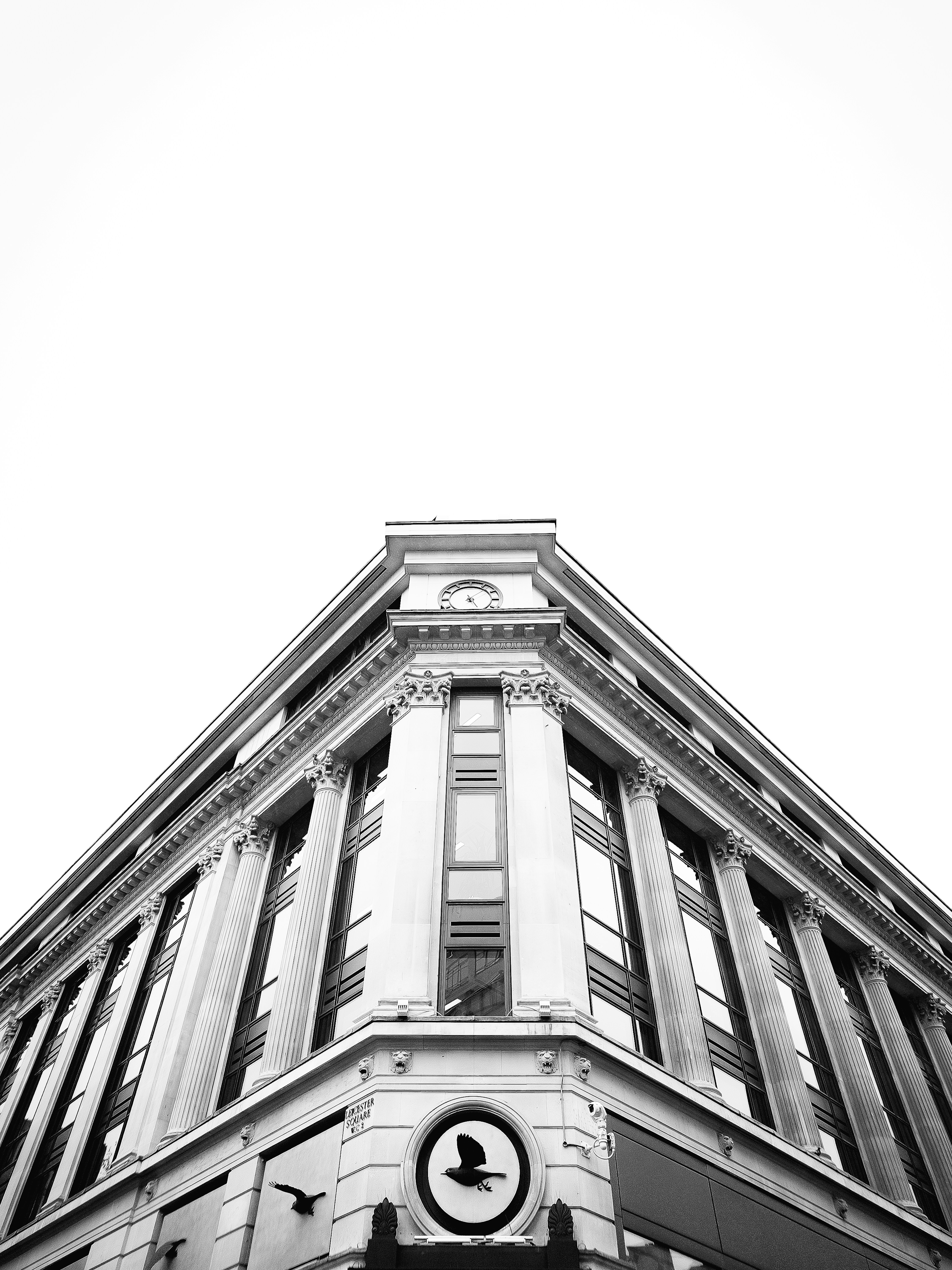 Cornered Grandeur: A Monochrome Facade Reaching Toward the Sky