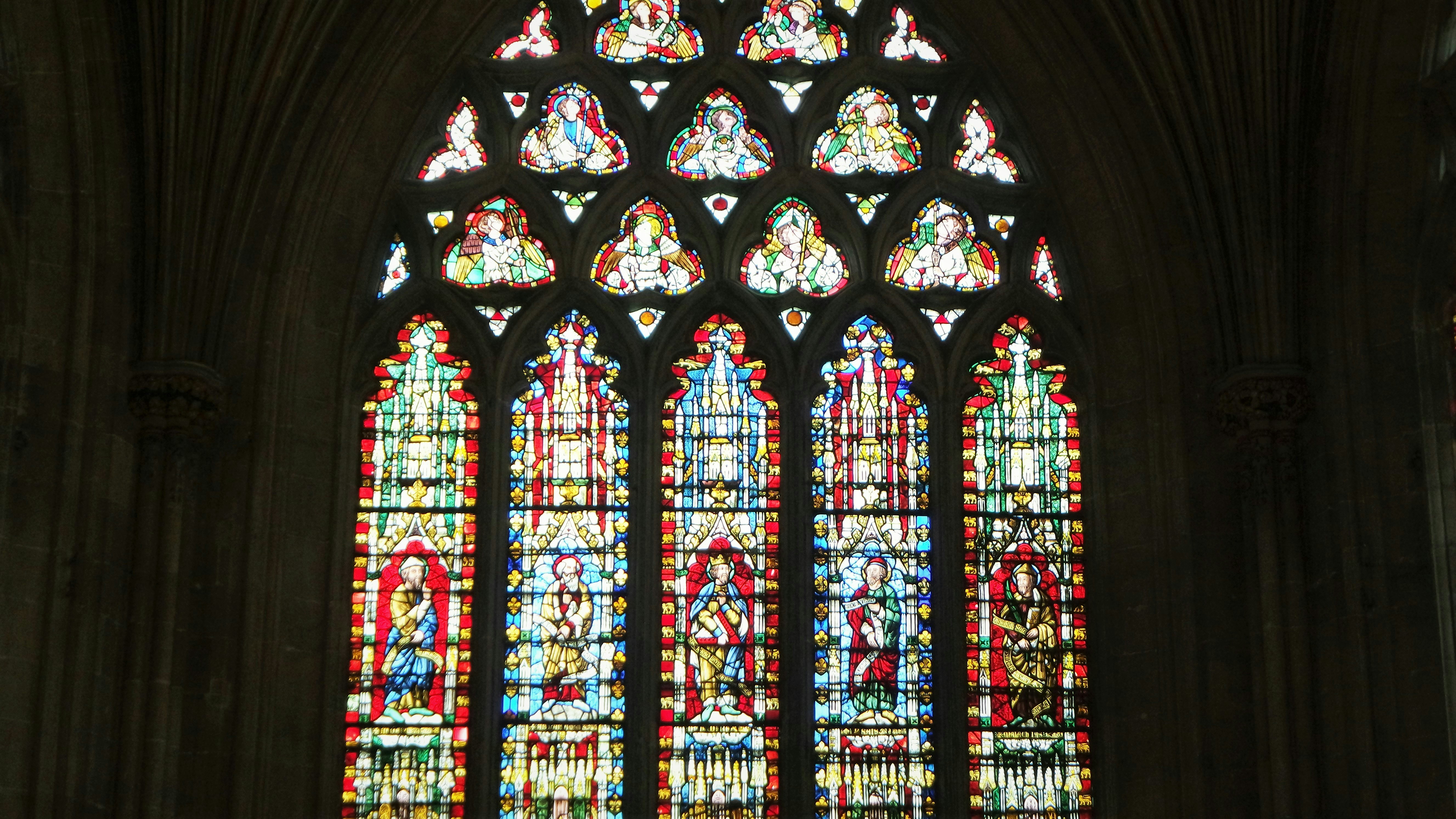 A large stained glass window inside of a church photo – Free Uk Image ...
