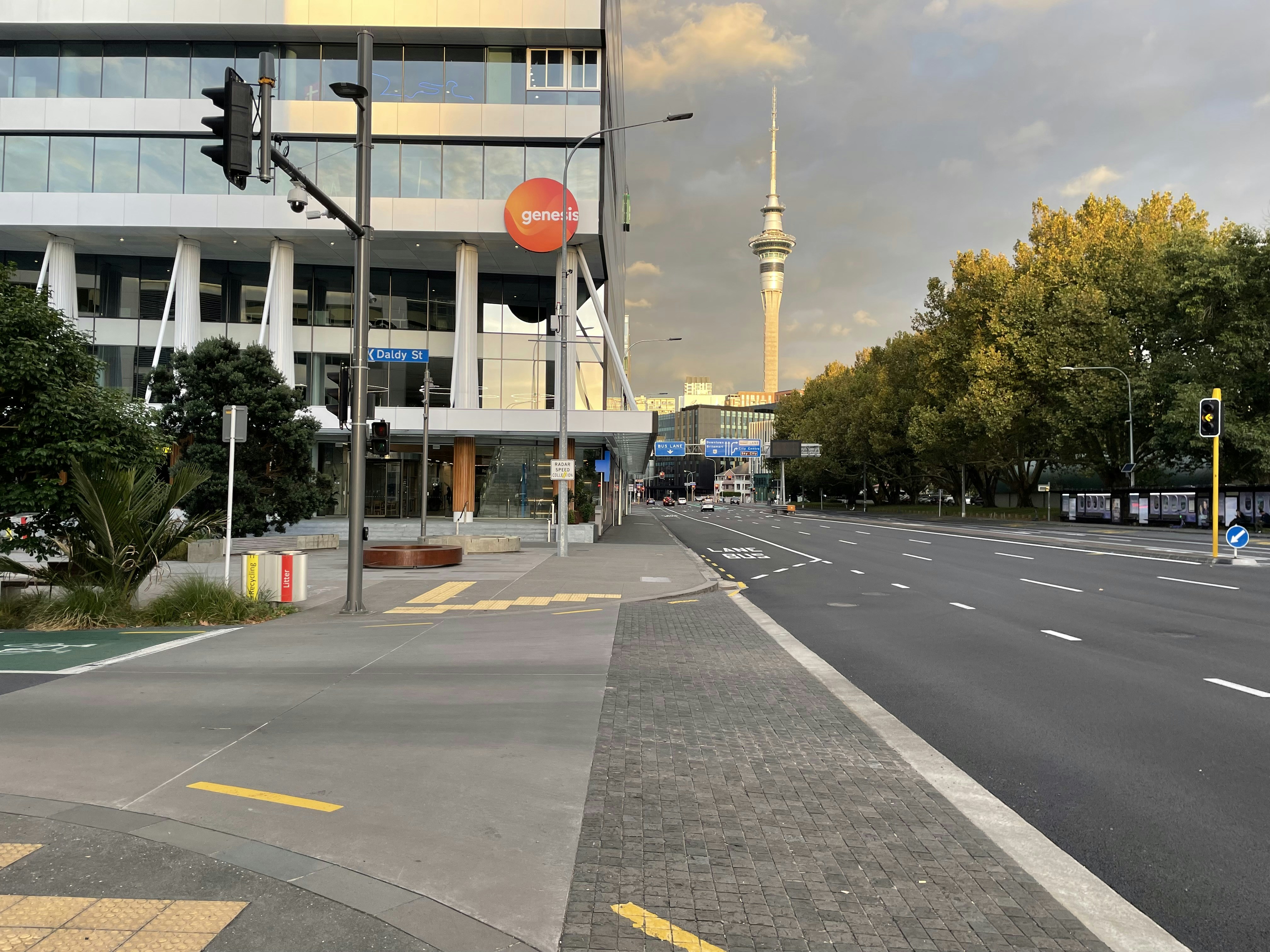 Toward the Spire: A Quiet City Corridor
