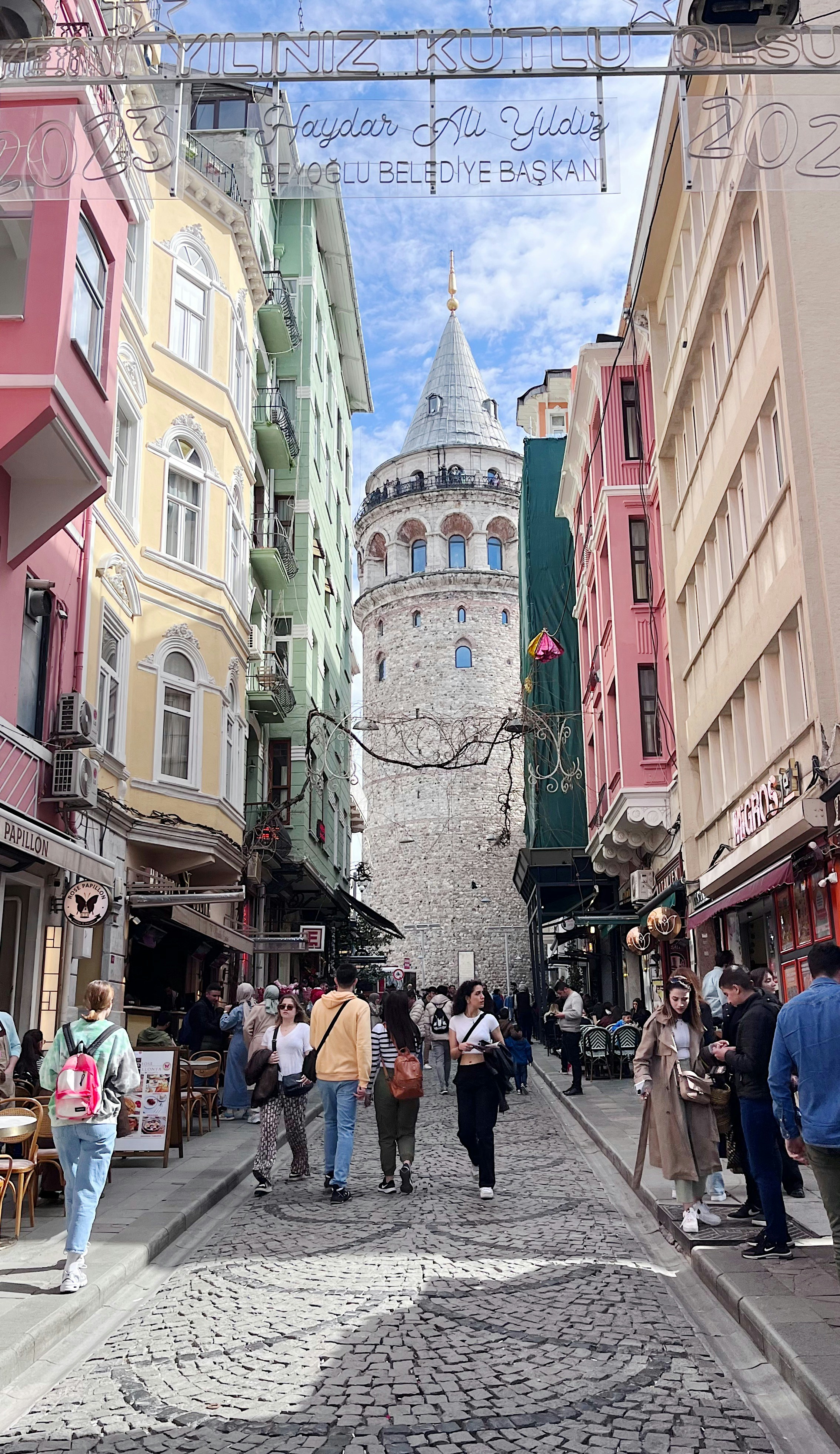 Pastel Alleys Toward Galata Tower