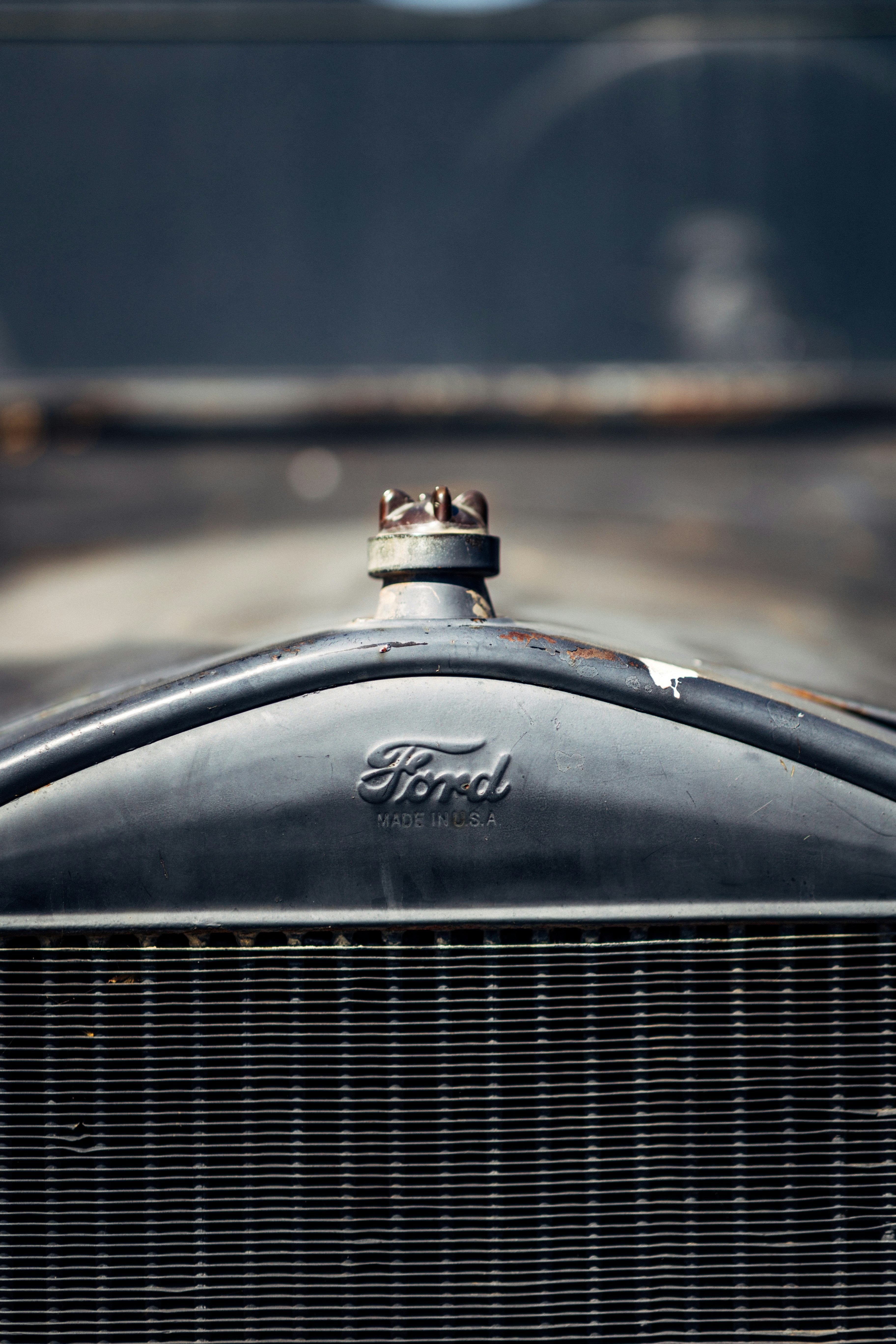 Rust, Crest, and Time: A Ford Hood Emblem in Focus