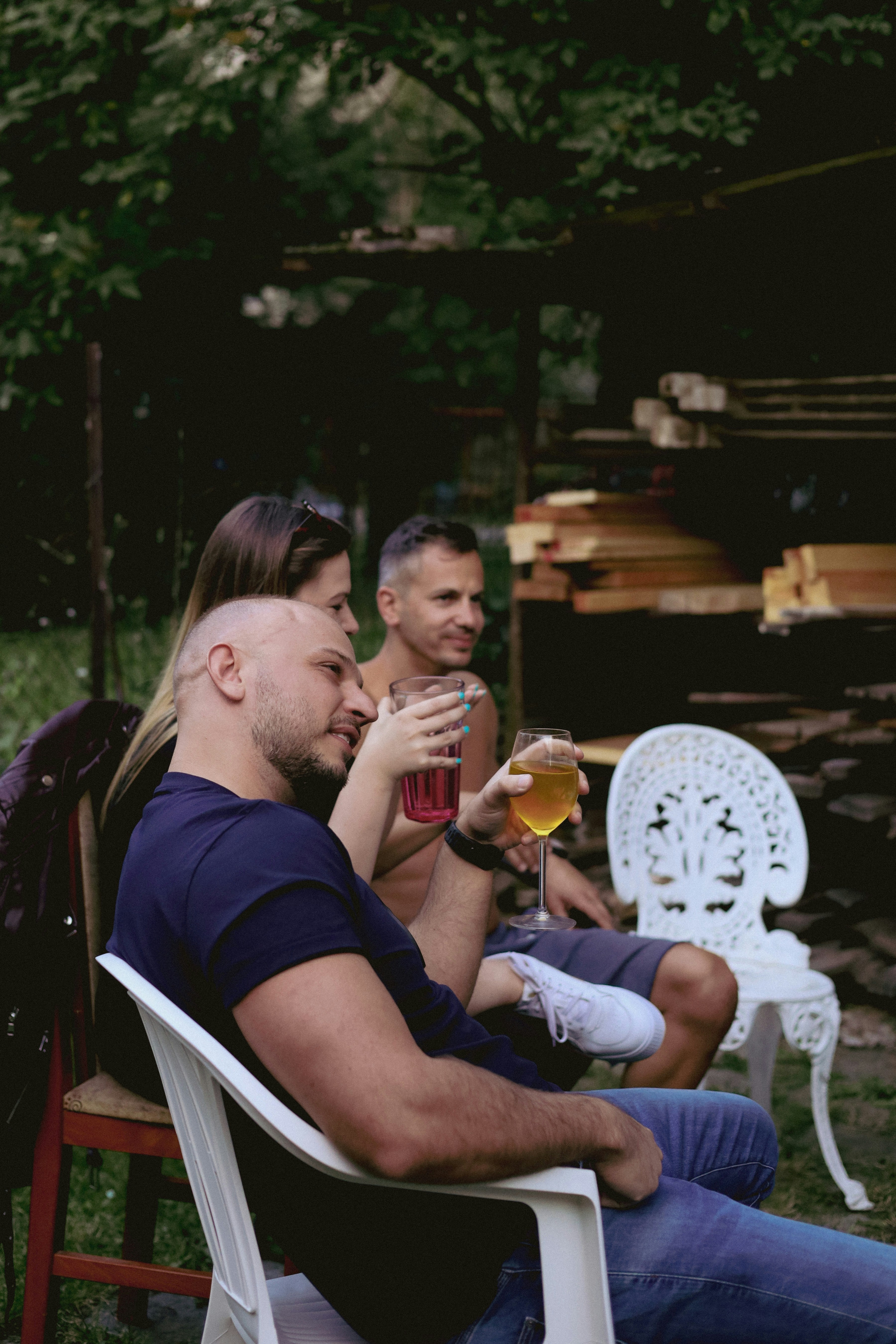 Backyard Toast by the Woodpile