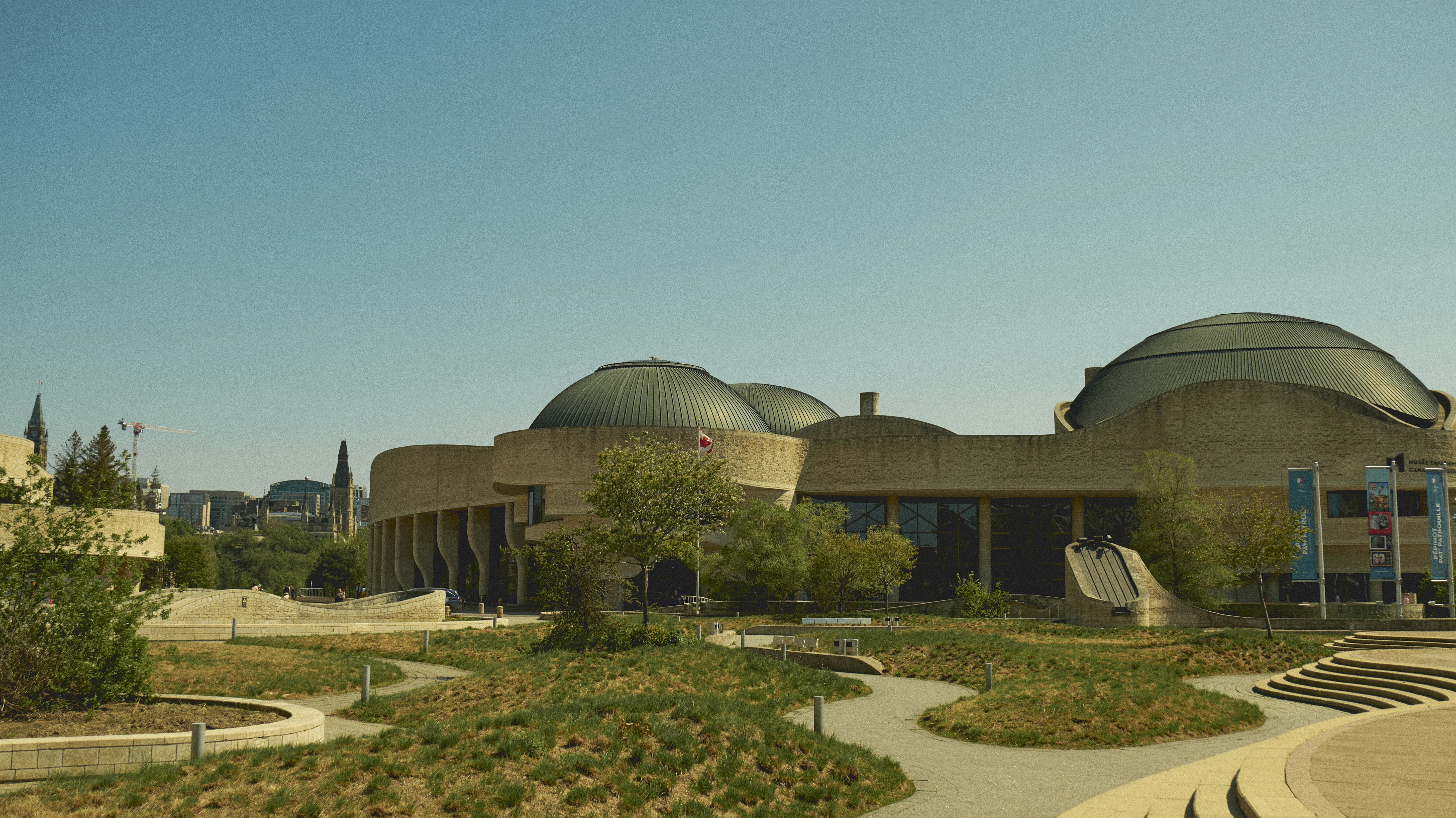 Circular Domes and Modern Architecture: A Sunset Walk Past the Museum