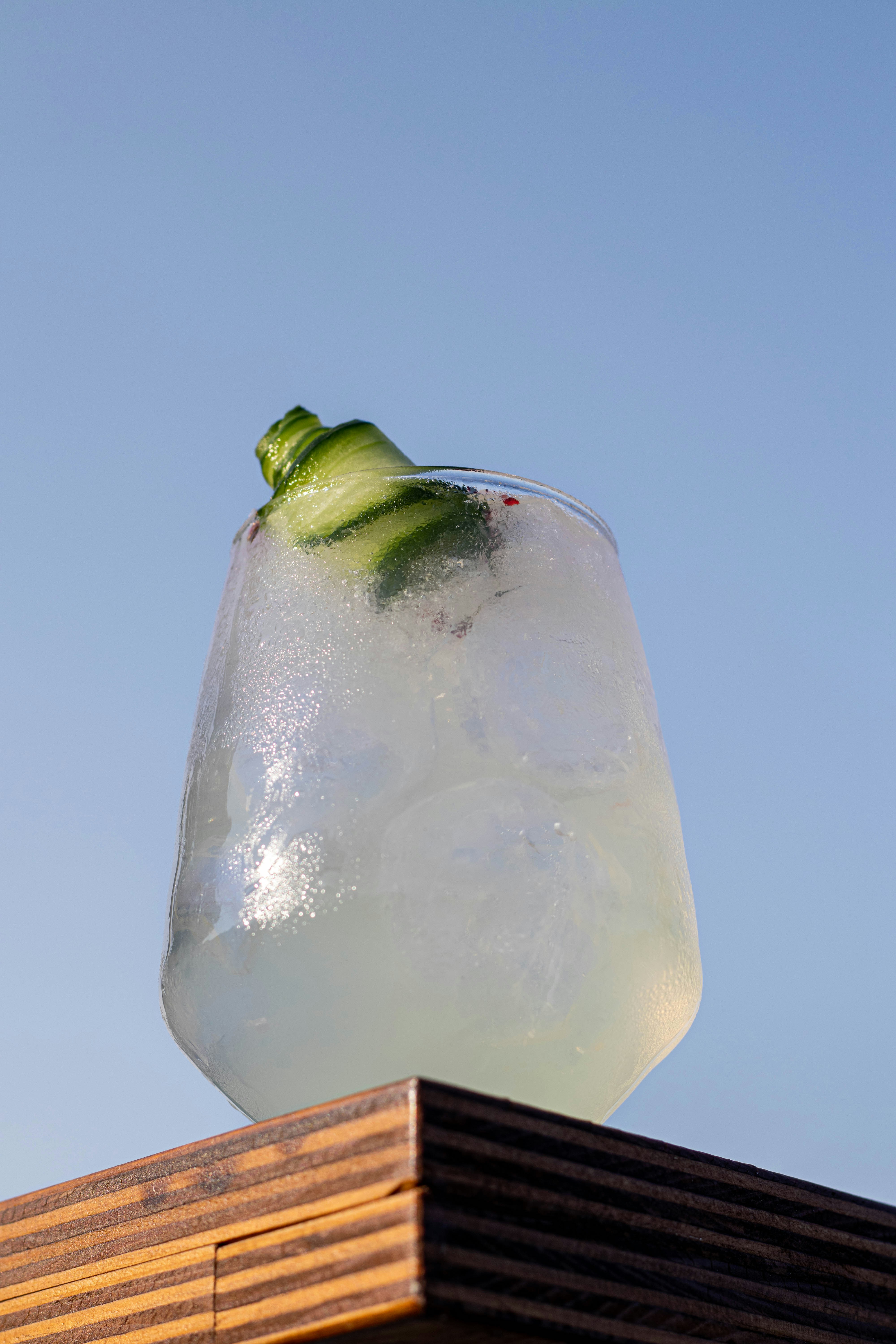 Lime Crown on Ice: A Sunlit Toast atop Weathered Wood