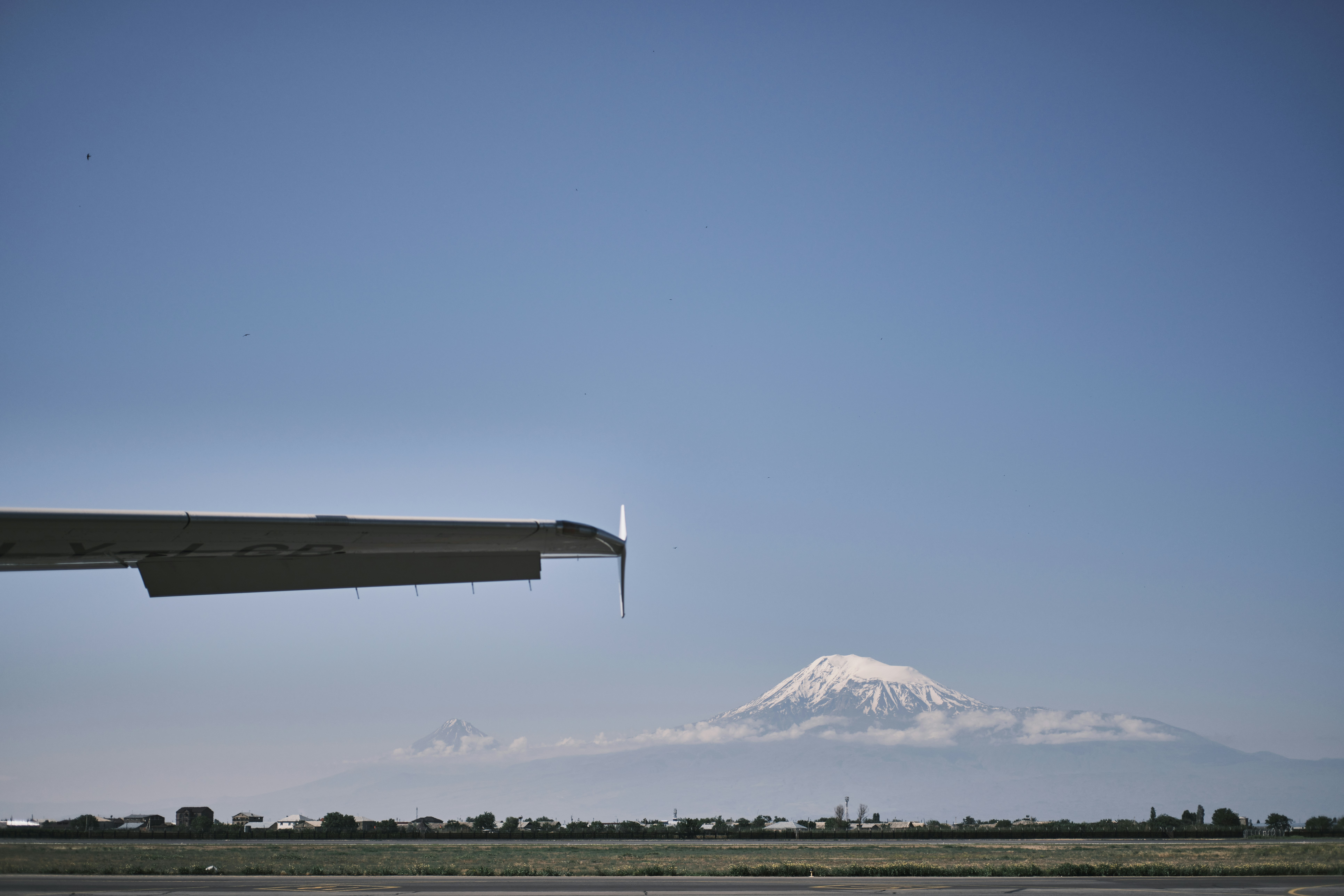 Wingtip in the Foreground, Mount Fuji on the Horizon