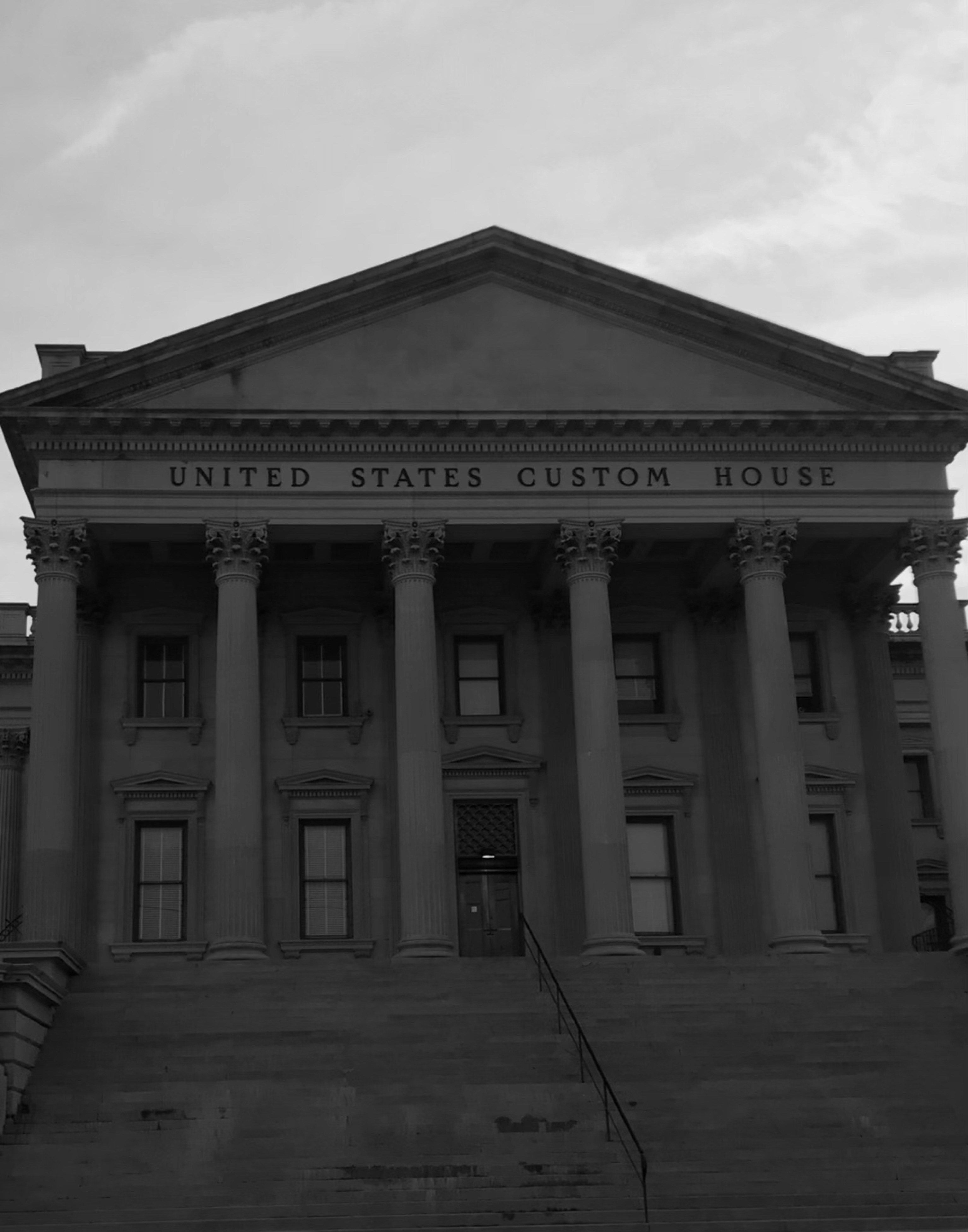 Grayscale Grandeur: The United States Custom House Facade