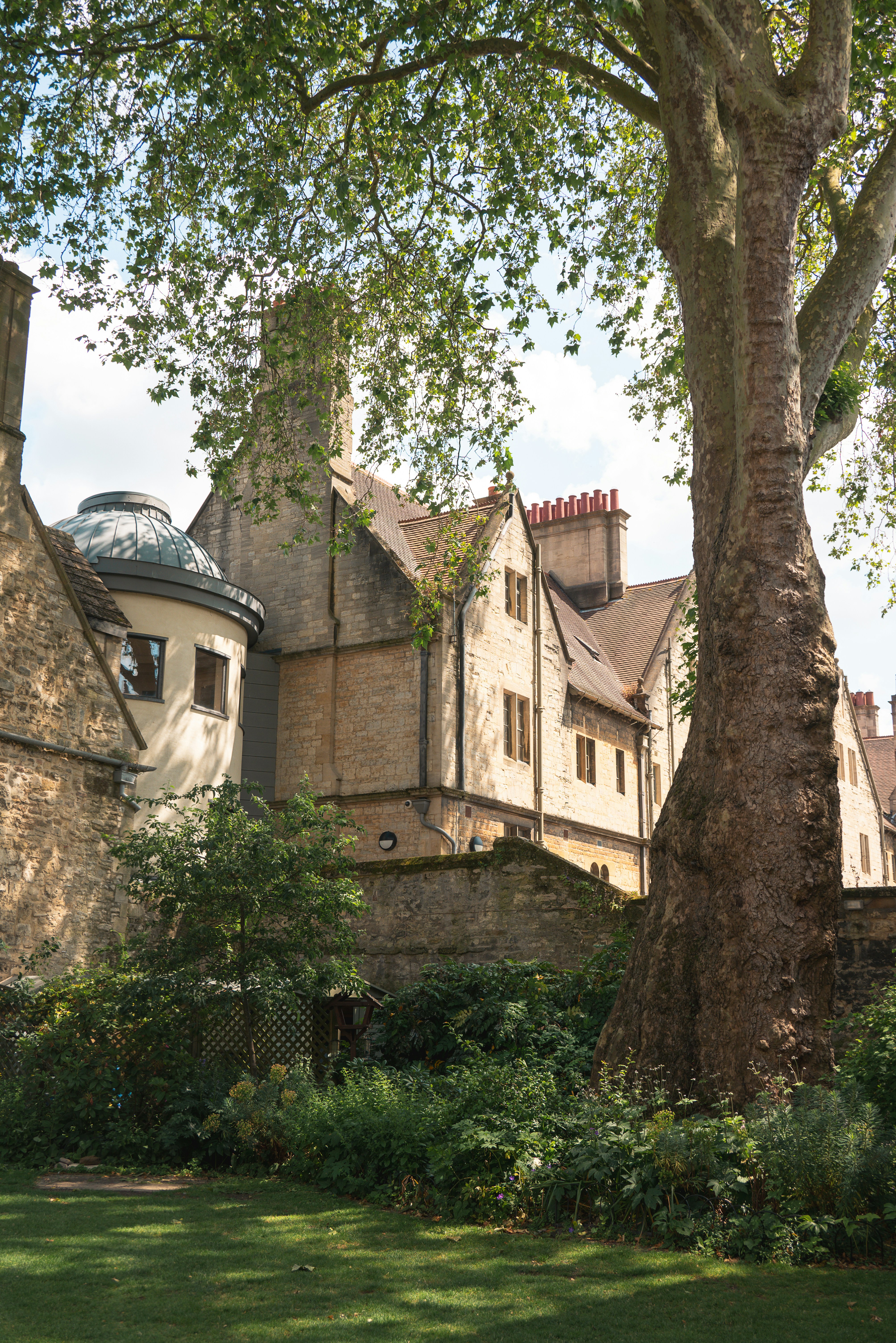 Stone Manor in Dappled Light: A Garden-Framed Historic Facade