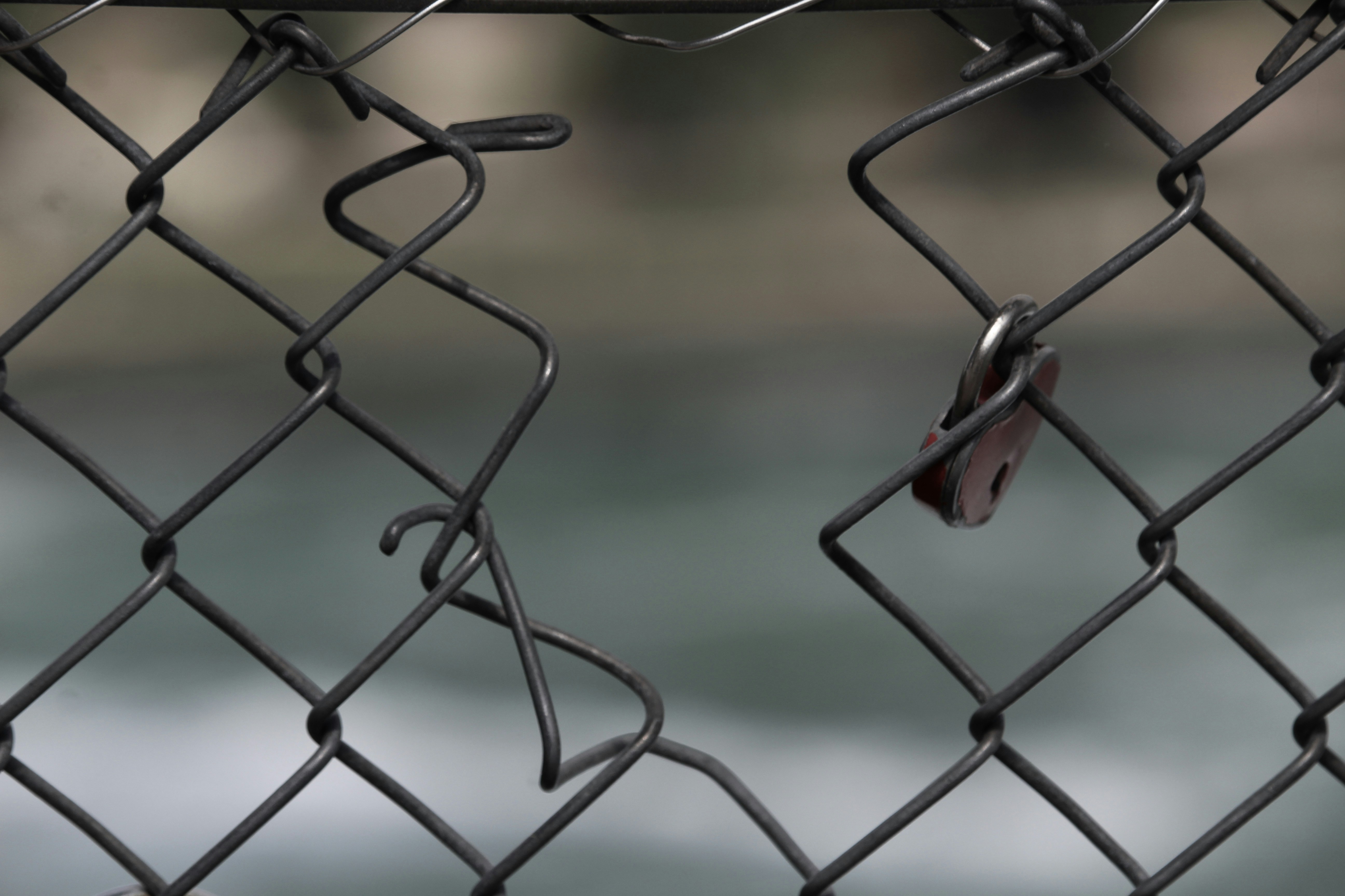 A pair of scissors stuck in a chain link fence photo – Free Lock Image ...