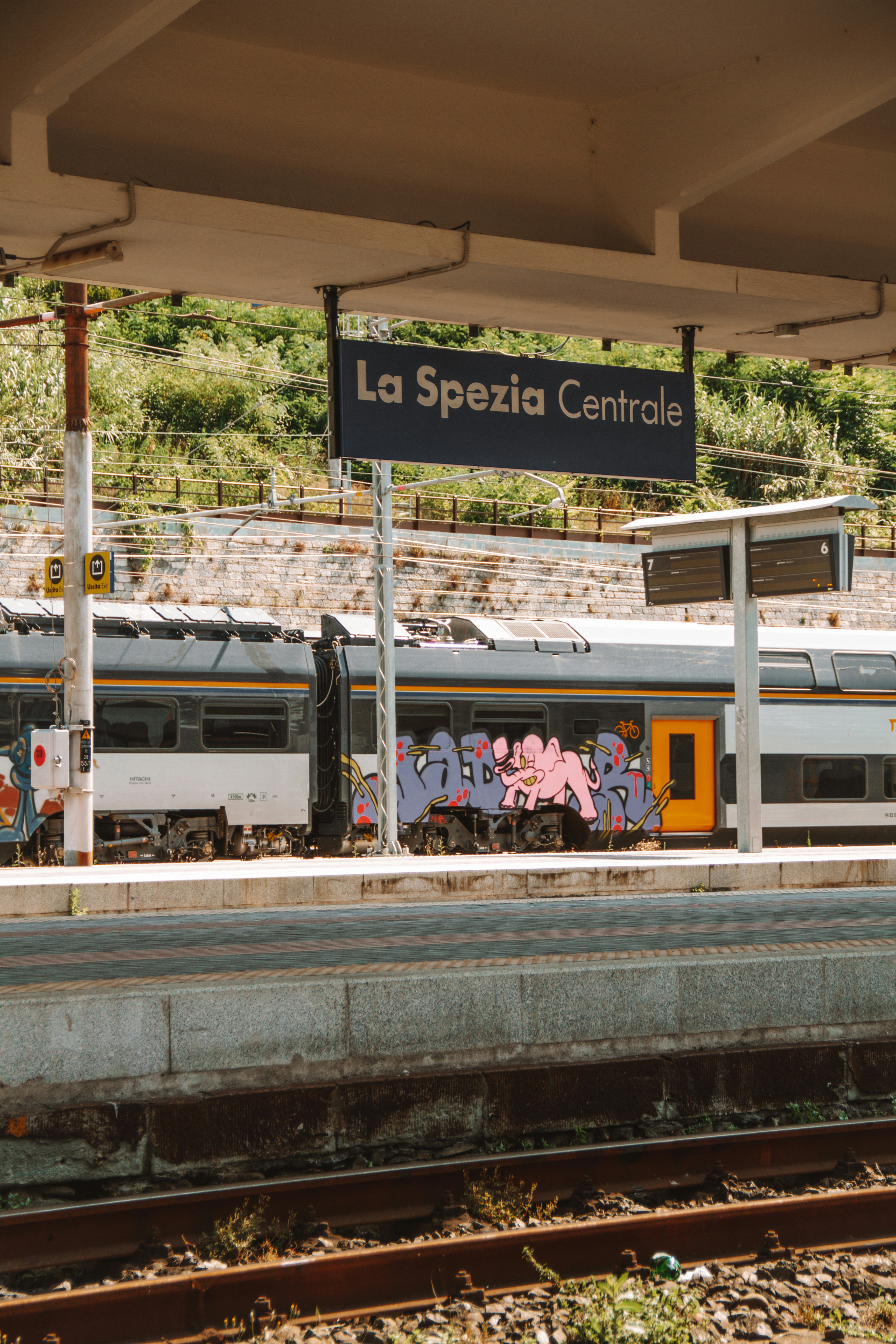 Graffitied Carriage at La Spezia Centrale