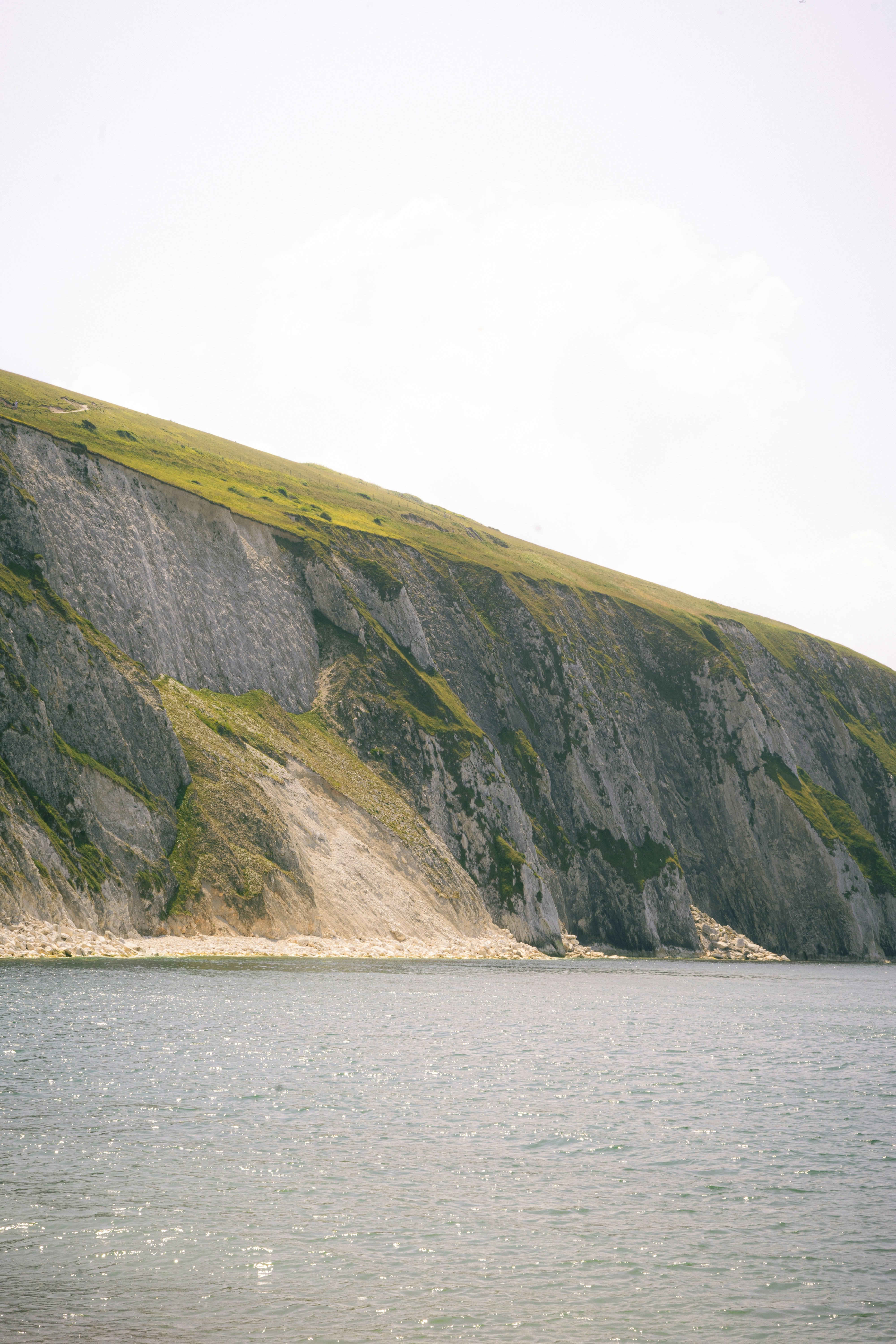 Green-topped Cliffs Descend to a Luminous Sea