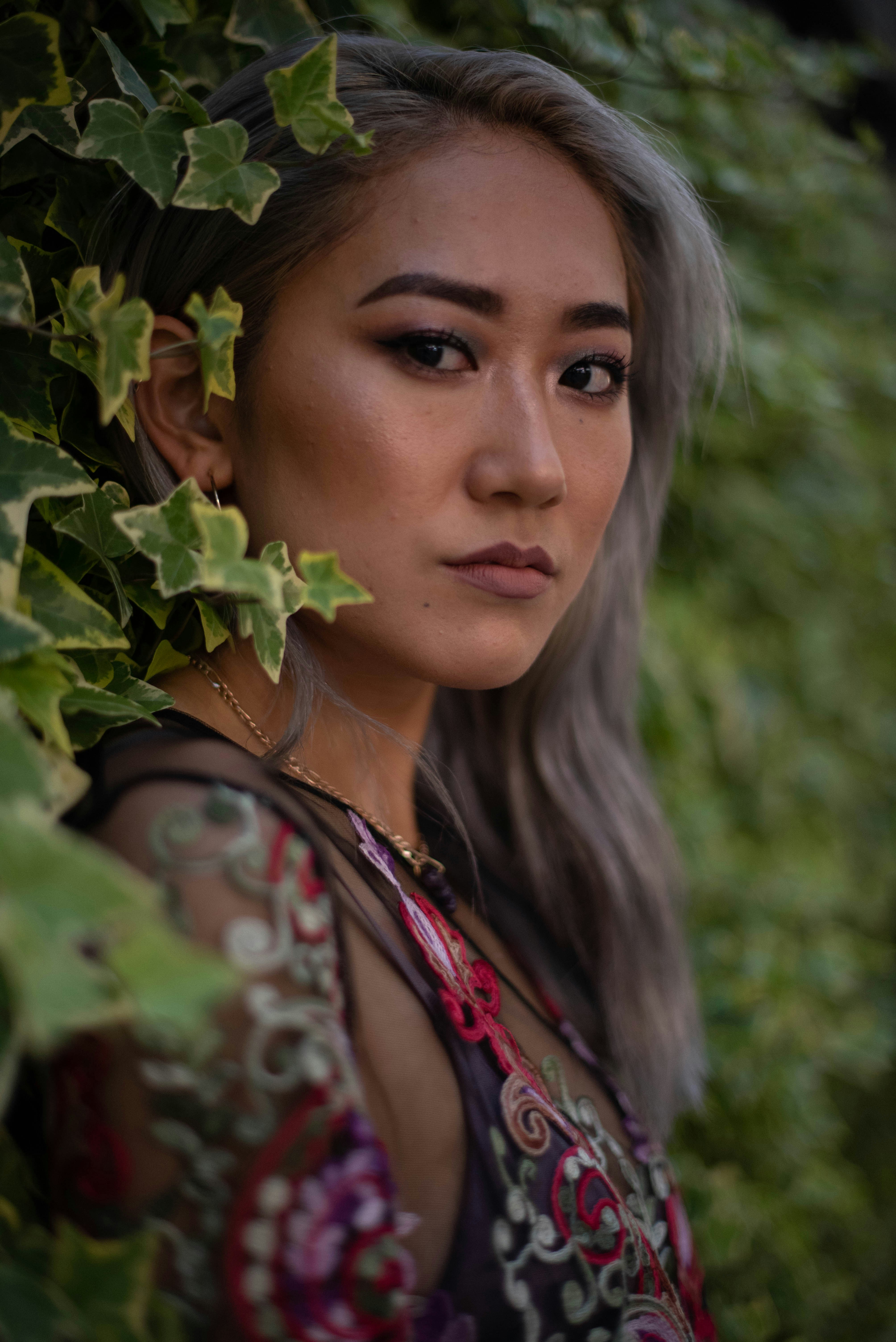 Whispers Through Ivy: Portrait in Green and Lime