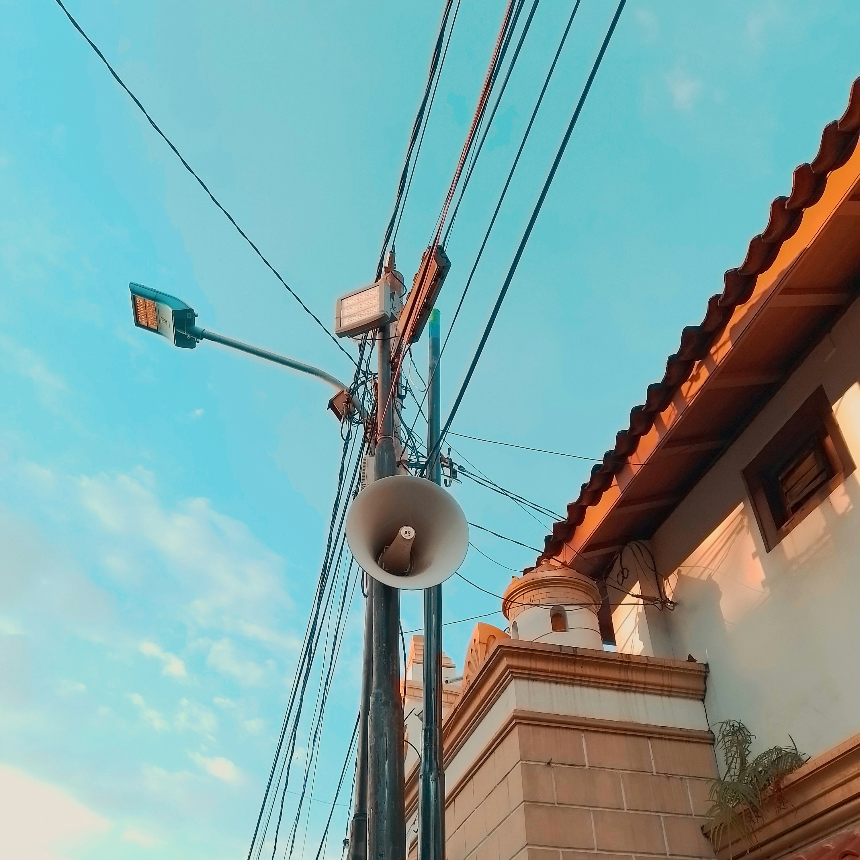 Overhead Lantern and Rooftop Lines
