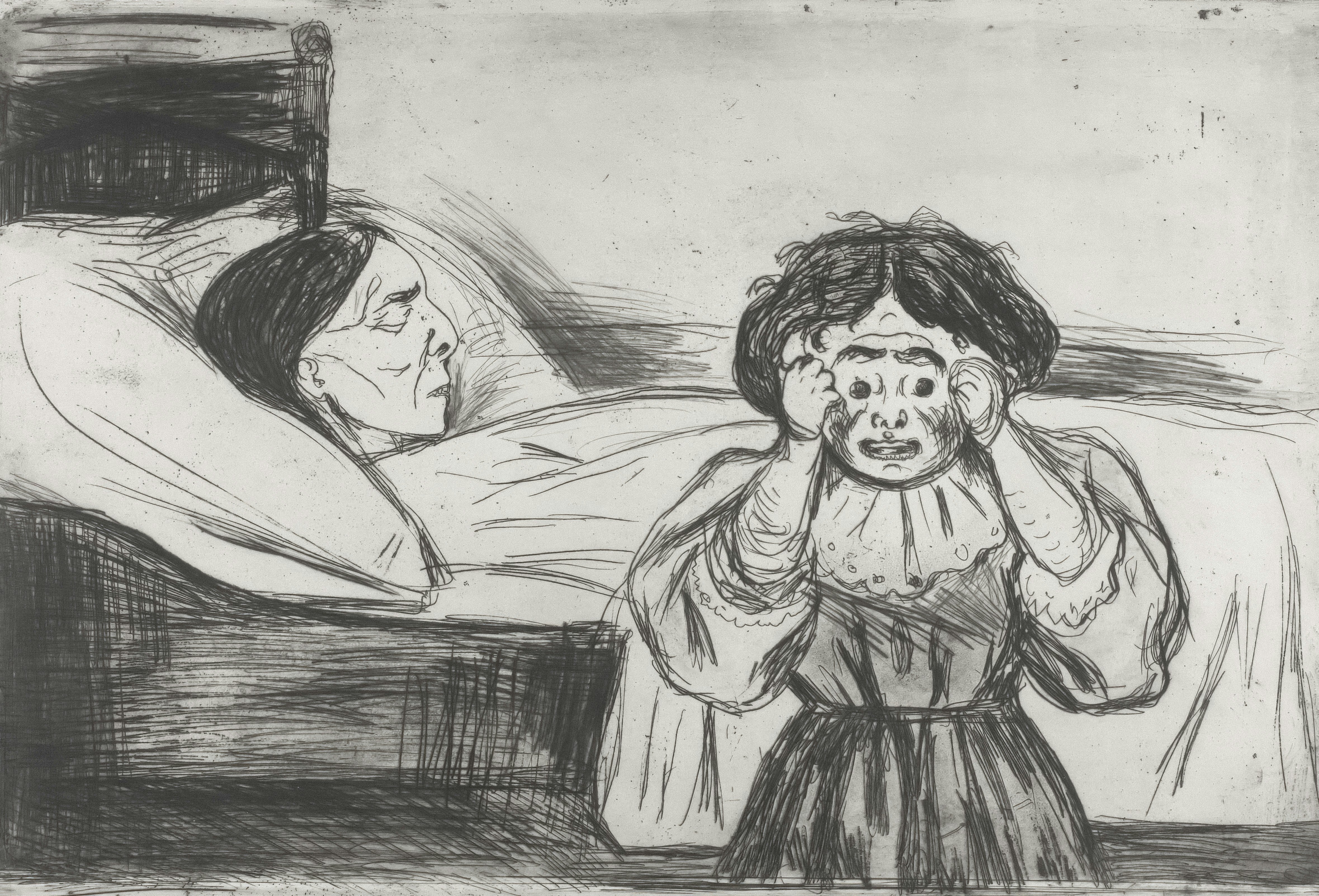 A black and white drawing of a woman covering her face photo – Free Art ...