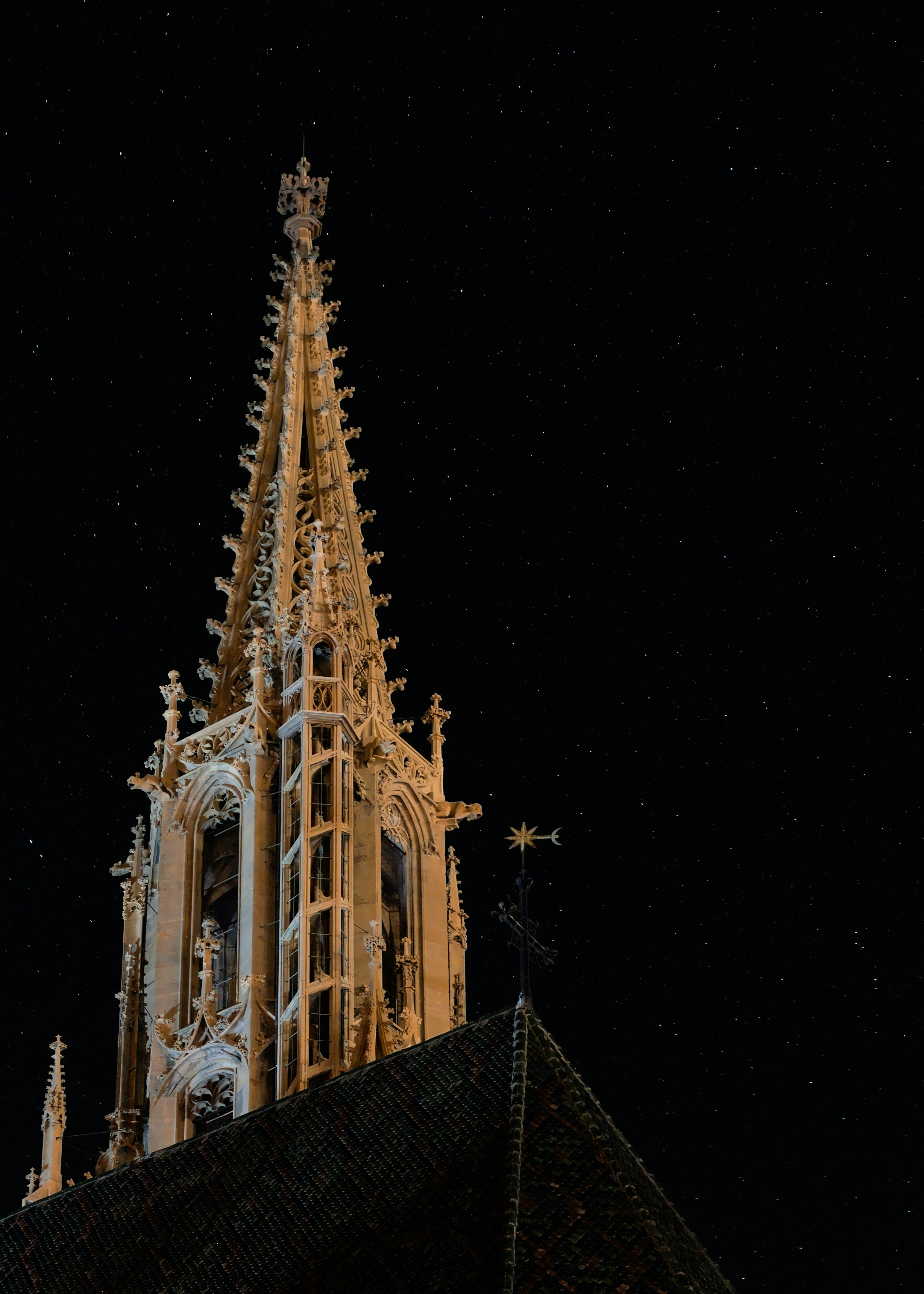 Gothic Spire Crowned by a Velvet Night Sky