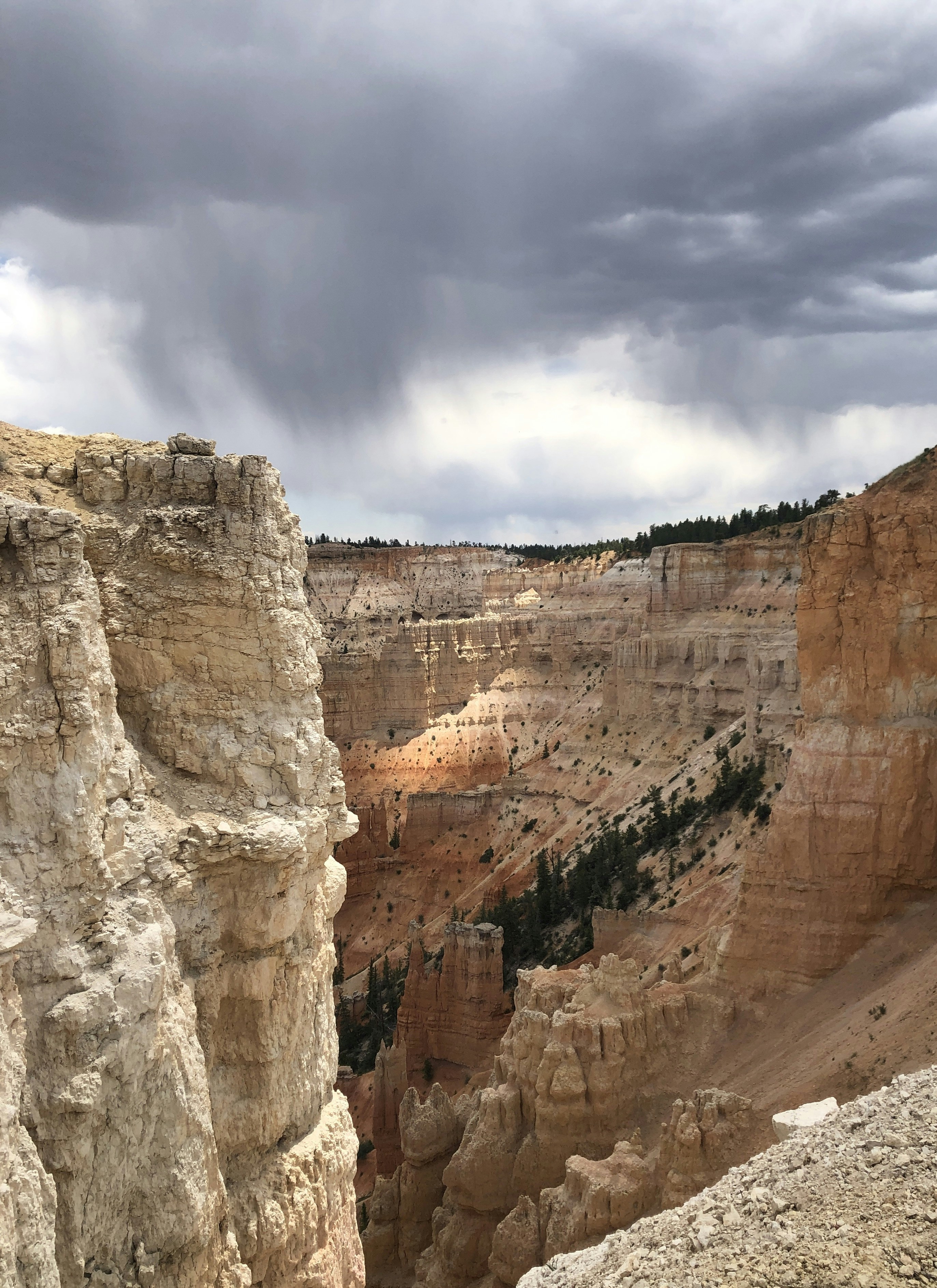 Echo Ridge Canyon under a Looming Sky: Weathered Pillars and Silent Valleys