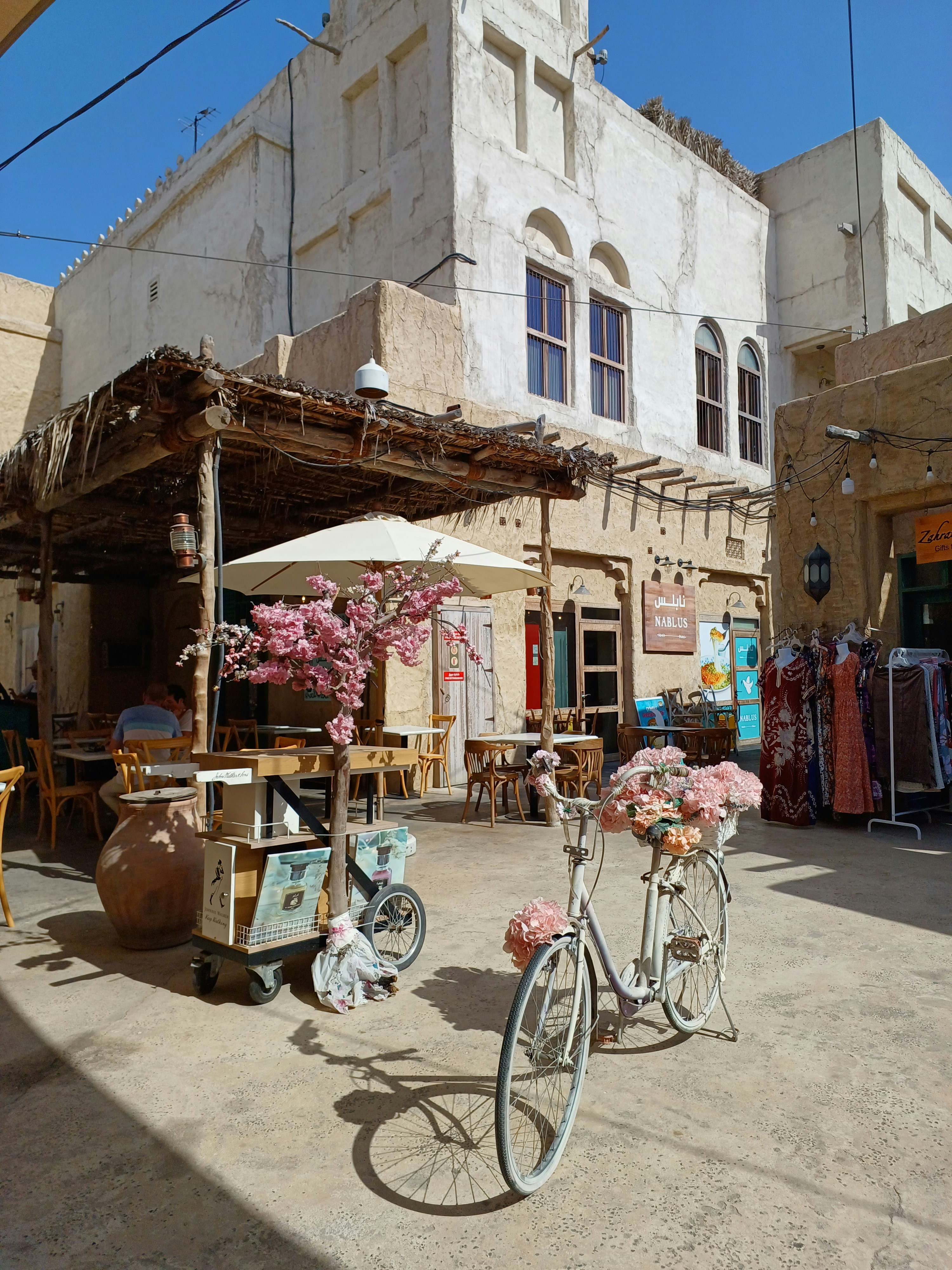 a bicycle parked in front of a building
