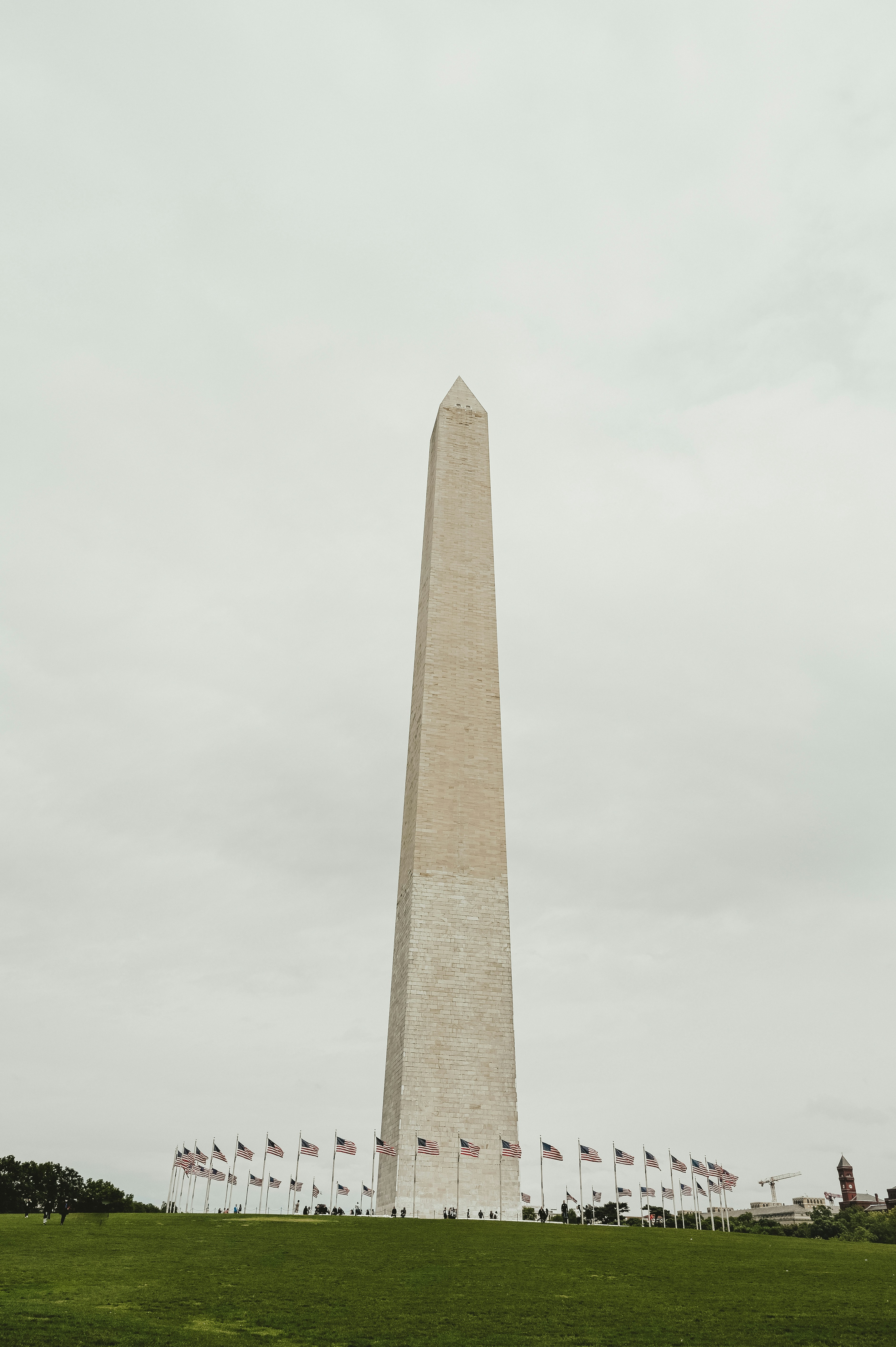 Flag-Fenced Obelisk: A Quiet Morning at the Washington Monument