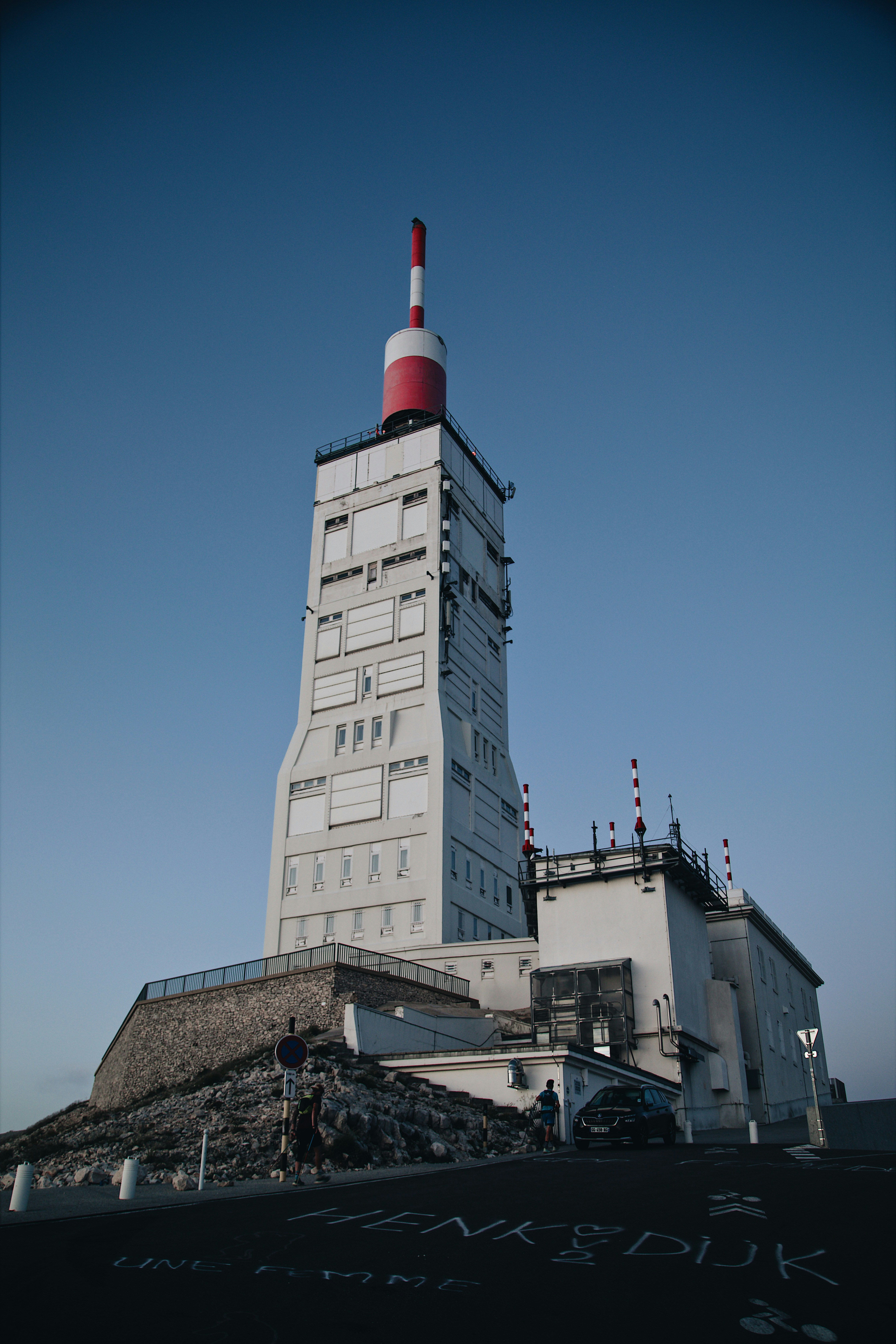 Red-Capped Tower Reaches into a Clear Blue Sky