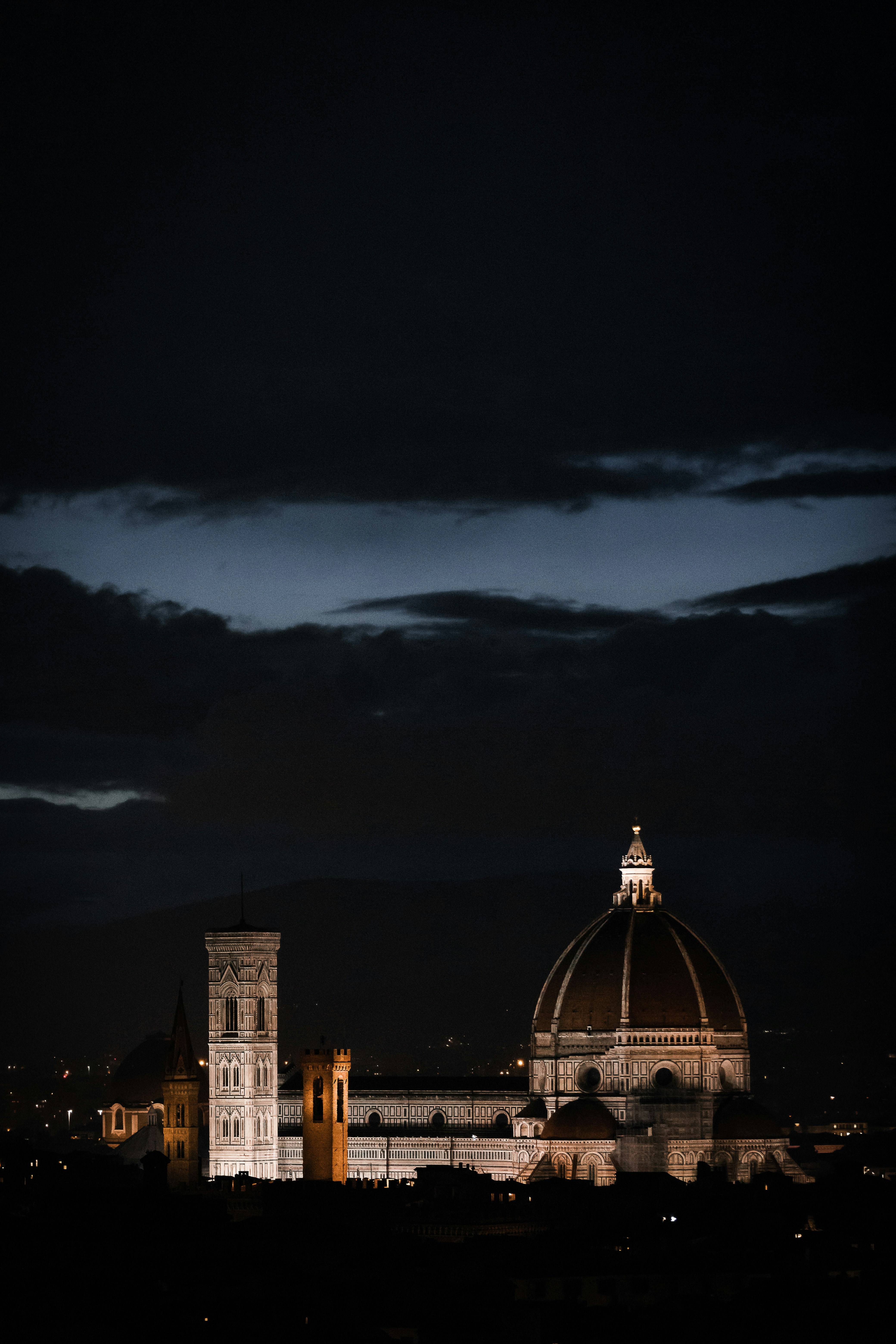 Nighttime Florence: Dome and Campanile Silhouettes Over the Quiet City